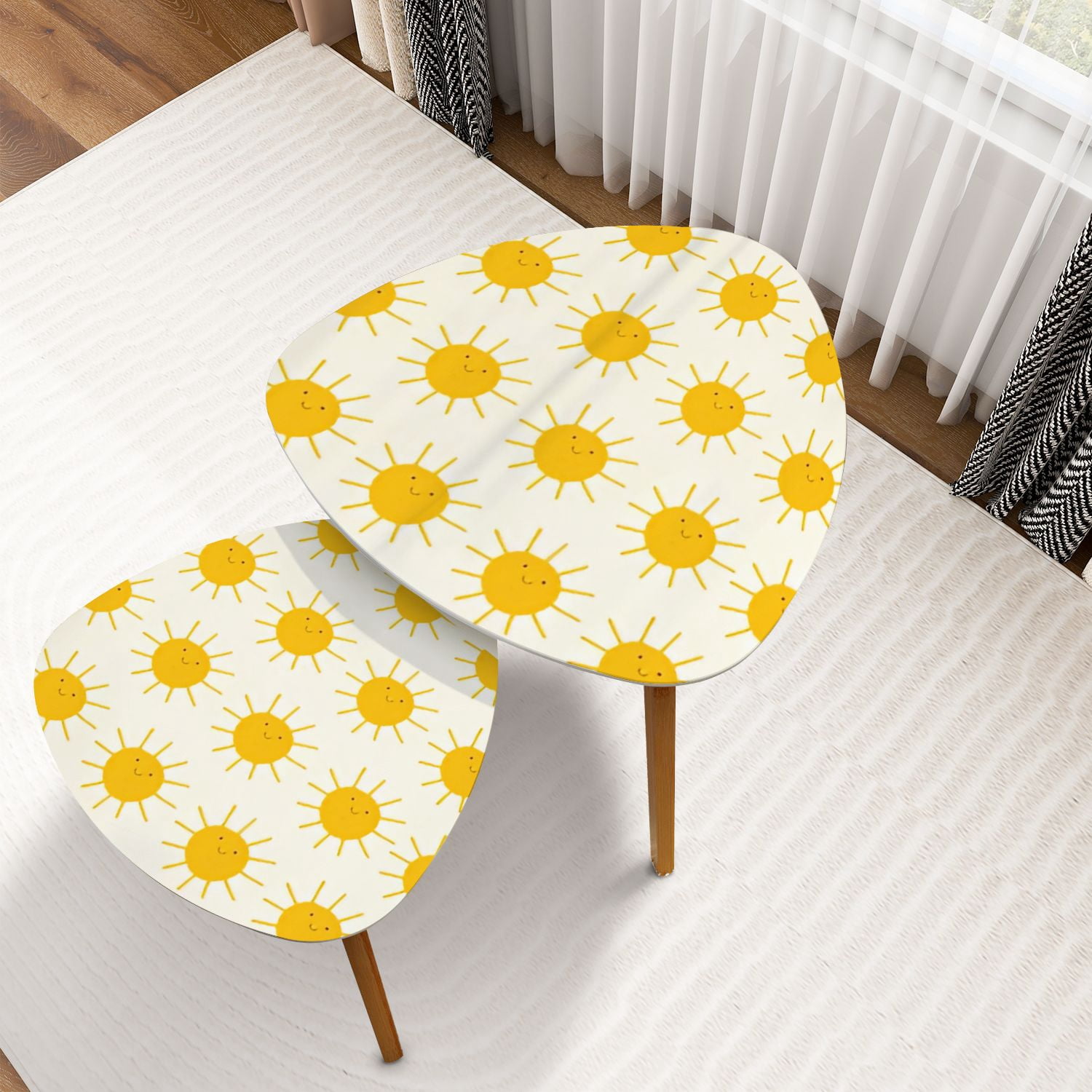 Triangle Nesting Coffee Table Set of 2 Cute pattern icons Funny happy ...