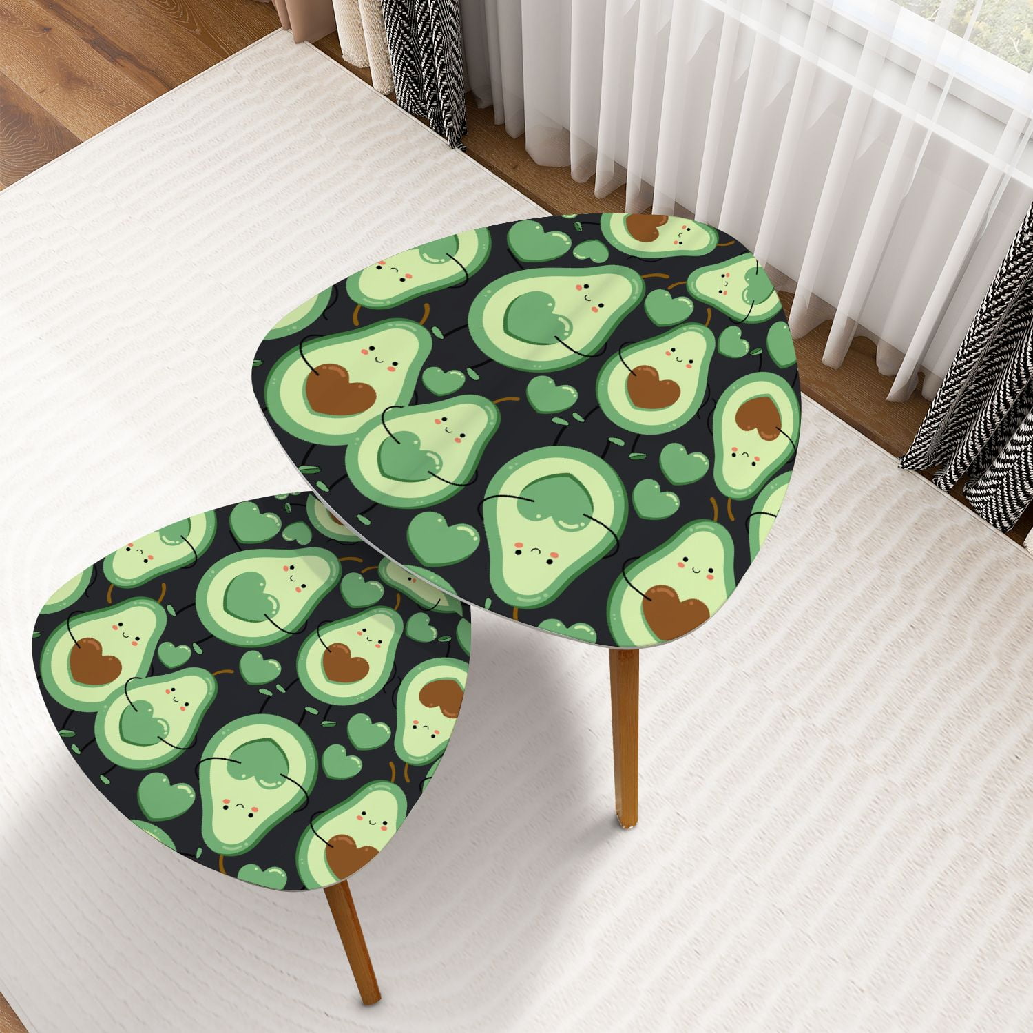 Triangle Nesting Coffee Table Set of 2 Cute seamless pattern avocado ...