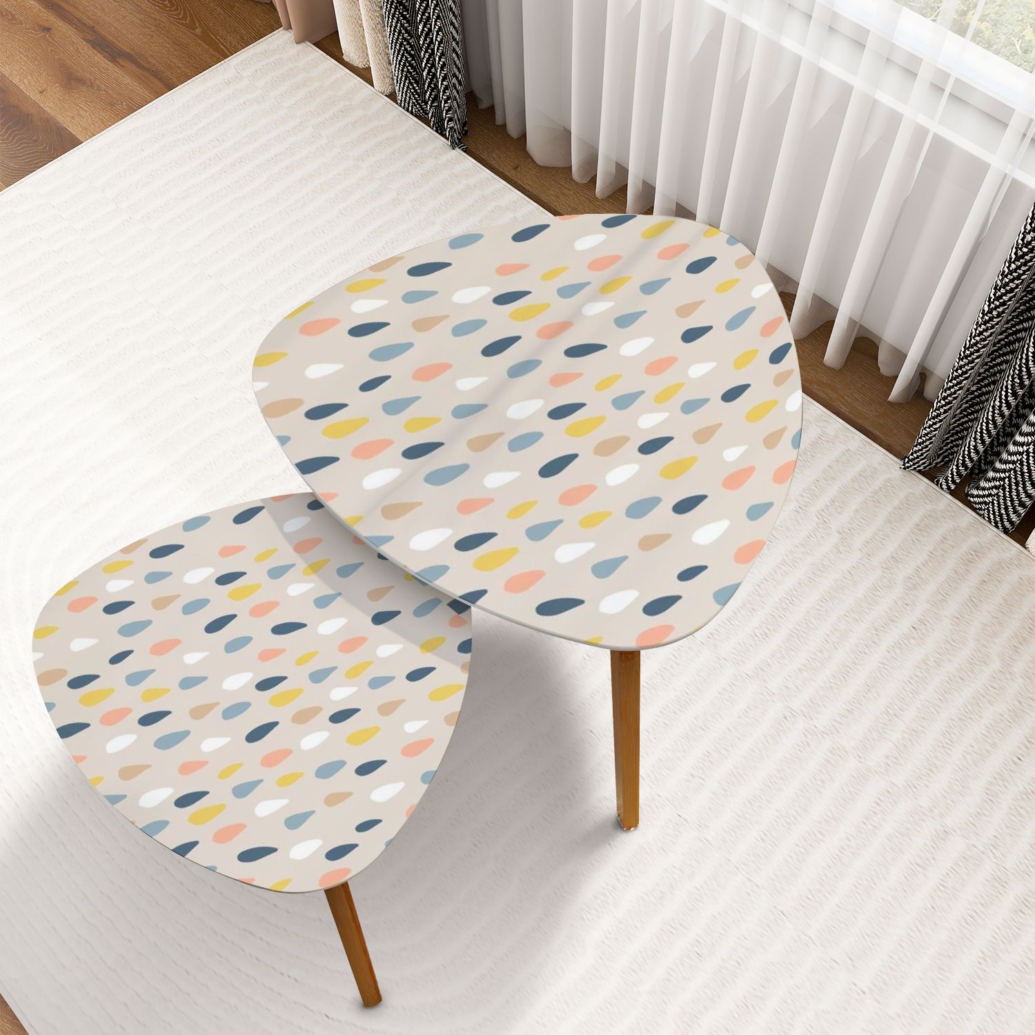 Triangle Nesting Coffee Table Set of 2 Cute seamless pattern colorful ...