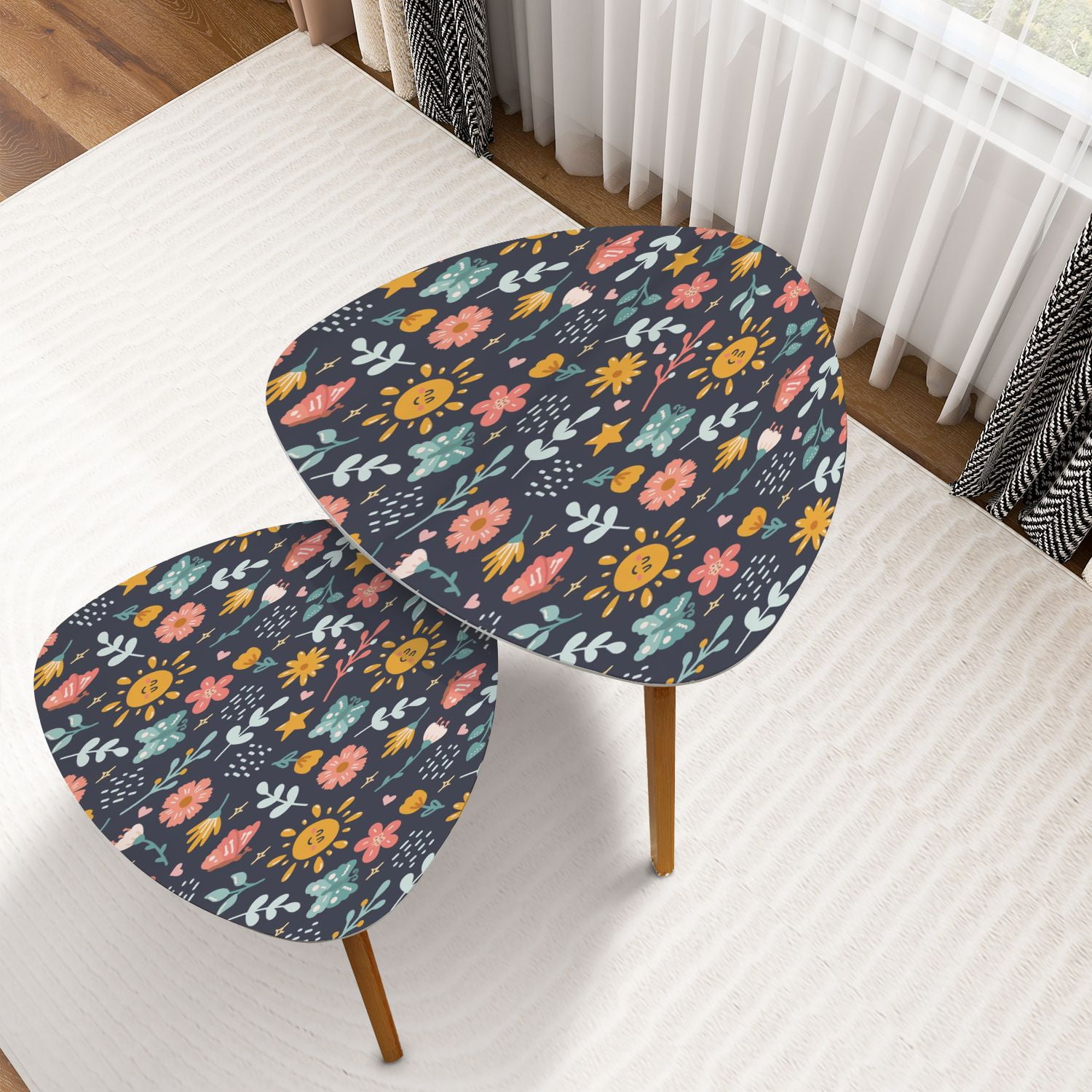 Triangle Nesting Coffee Table Set of 2 Cute spring seamless pattern sun ...