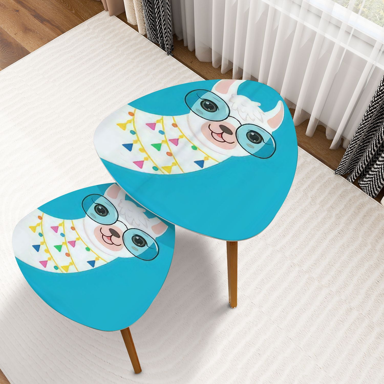Triangle Nesting Coffee Table Set of 2 Cute white head Sunglasses white ...