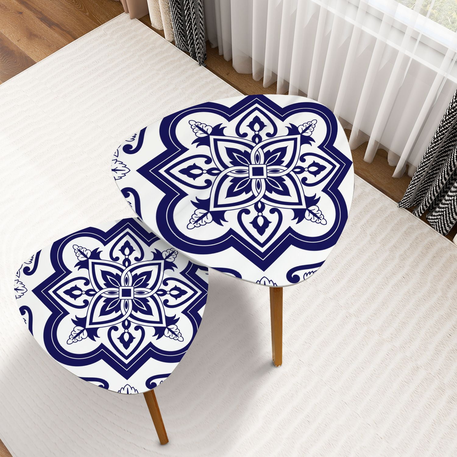 Triangle Nesting Coffee Table Set of 2 Delft dutch tile pattern ...