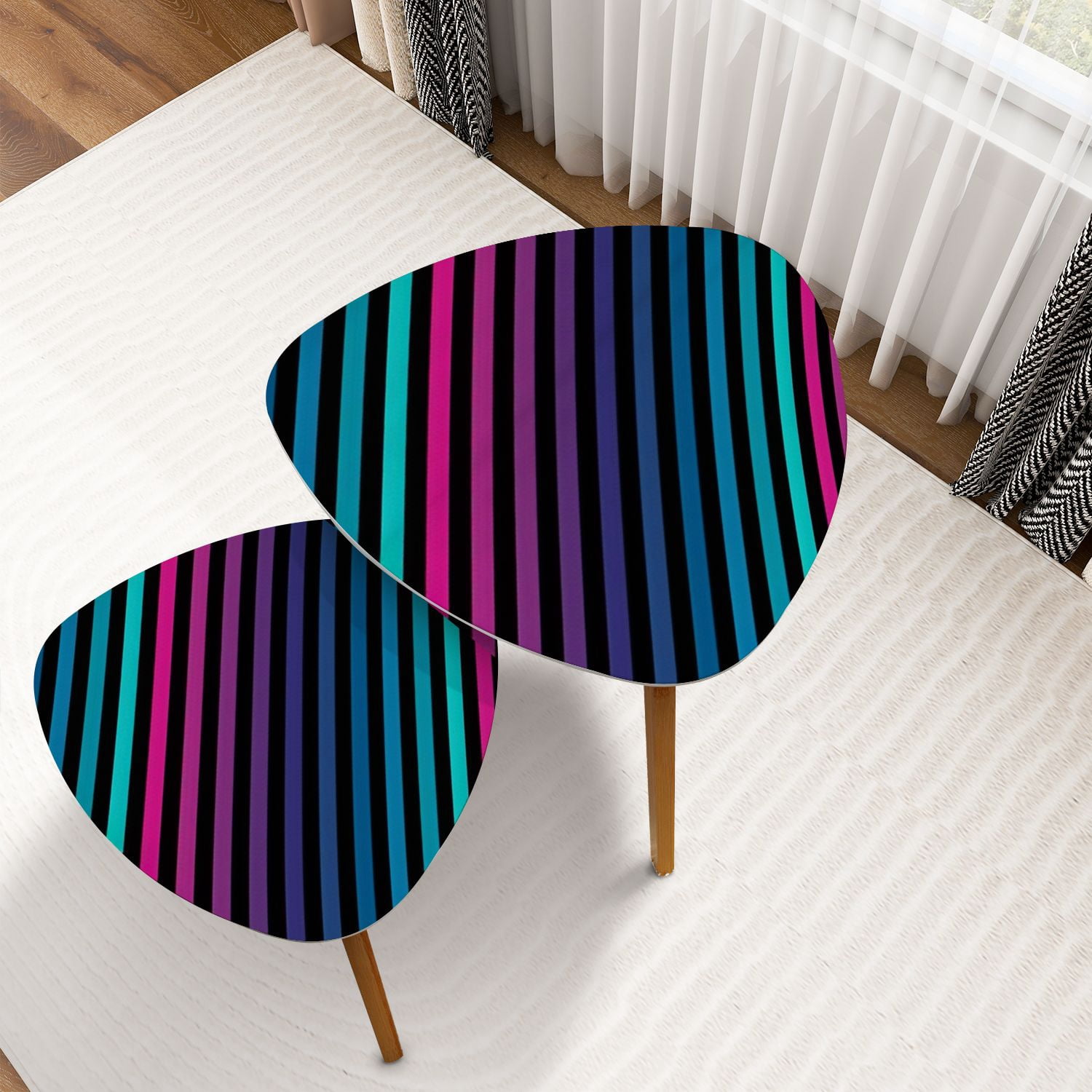 Triangle Nesting Coffee Table Set of 2 Diagonal stripes seamless ...