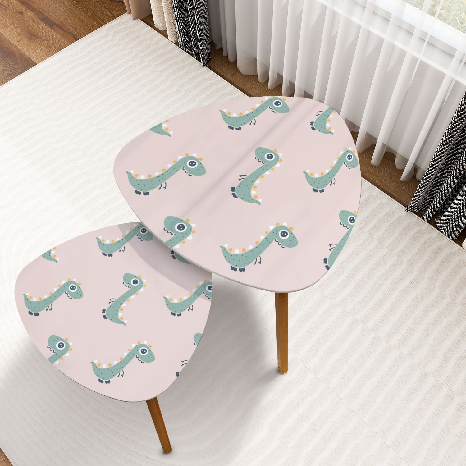 Triangle Nesting Coffee Table Set of 2 Dinosaur seamless pattern Hand ...