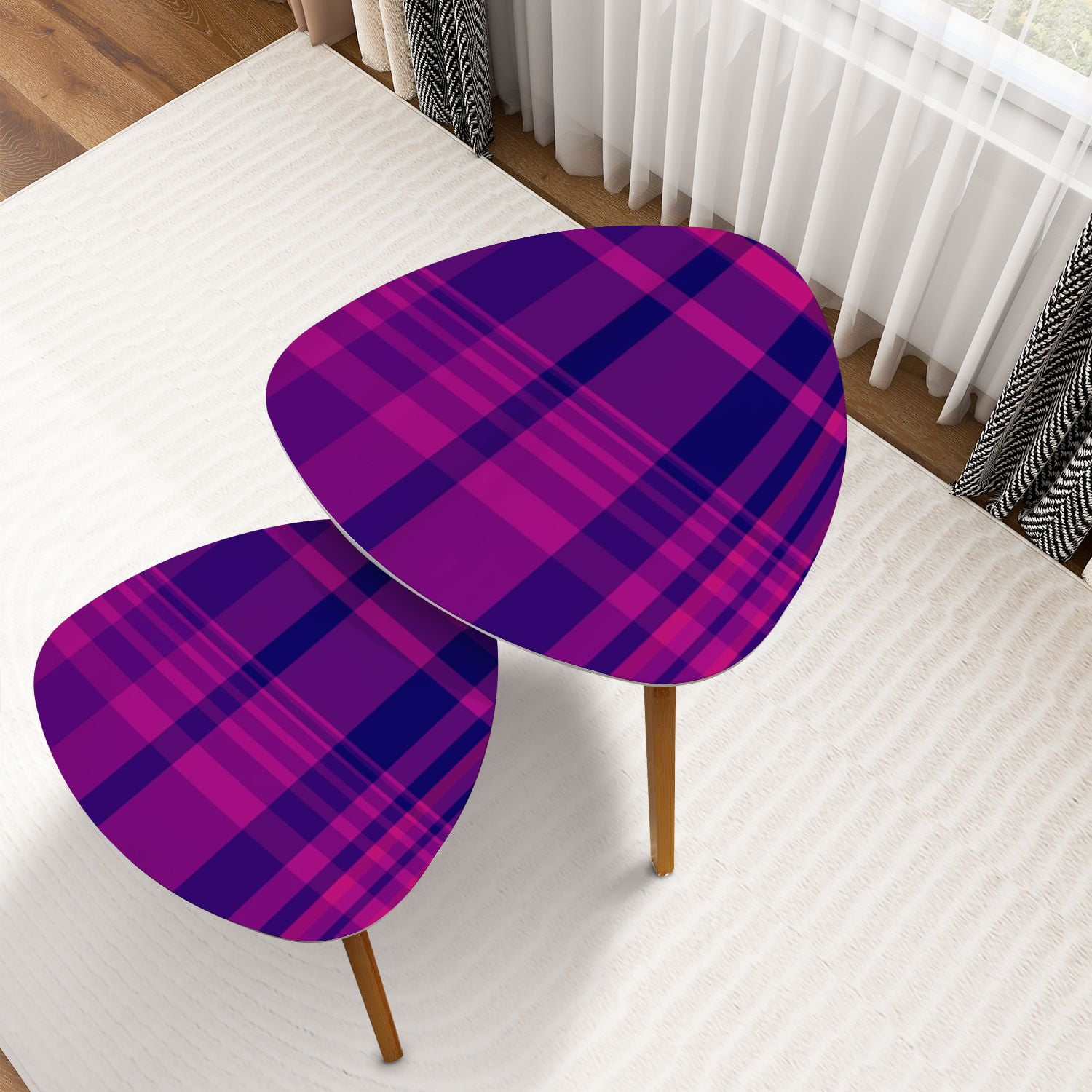 Triangle Nesting Coffee Table Set of 2 Diwali check tartan texture ...
