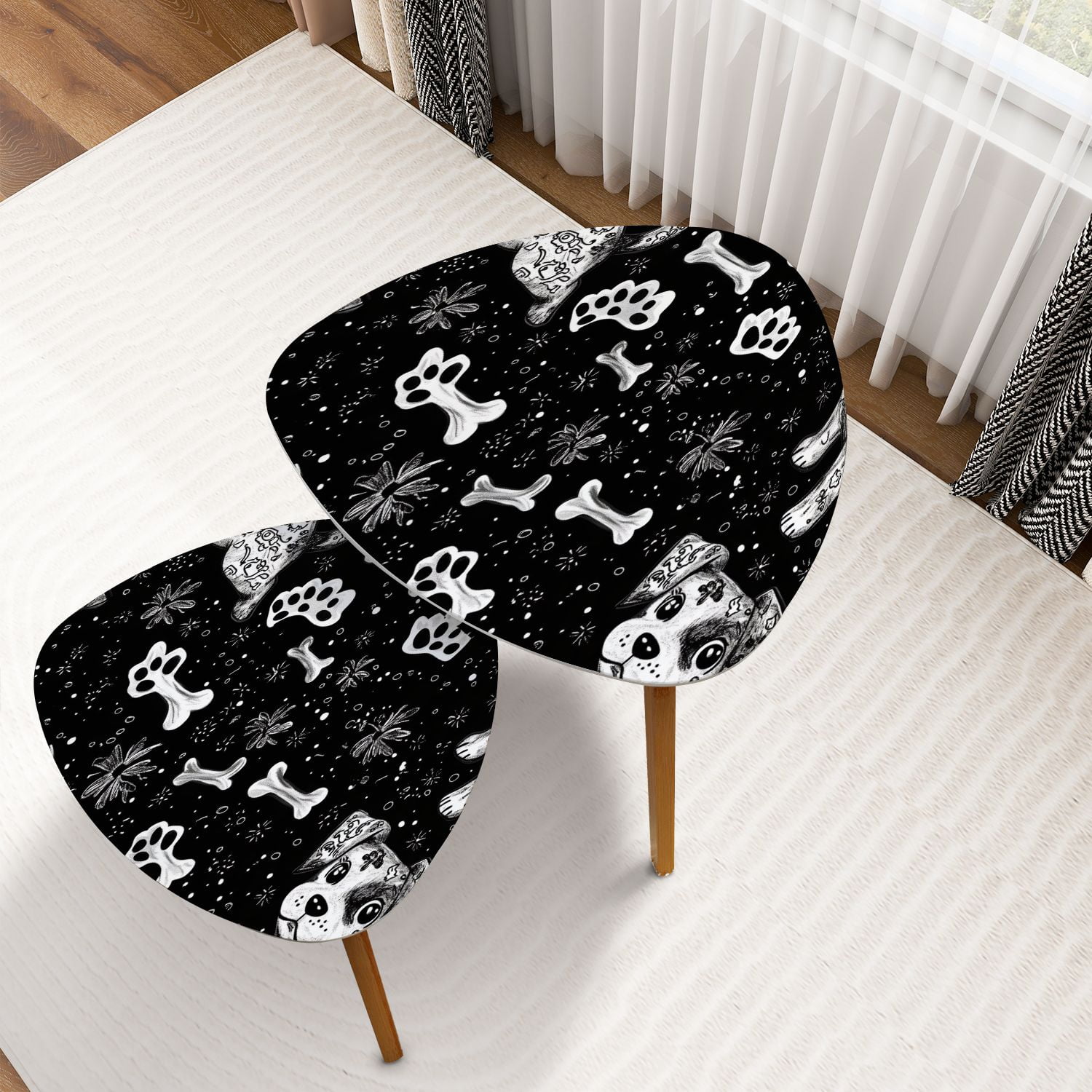 Triangle Nesting Coffee Table Set of 2 Dog Seamless Dog Puppy Animal ...