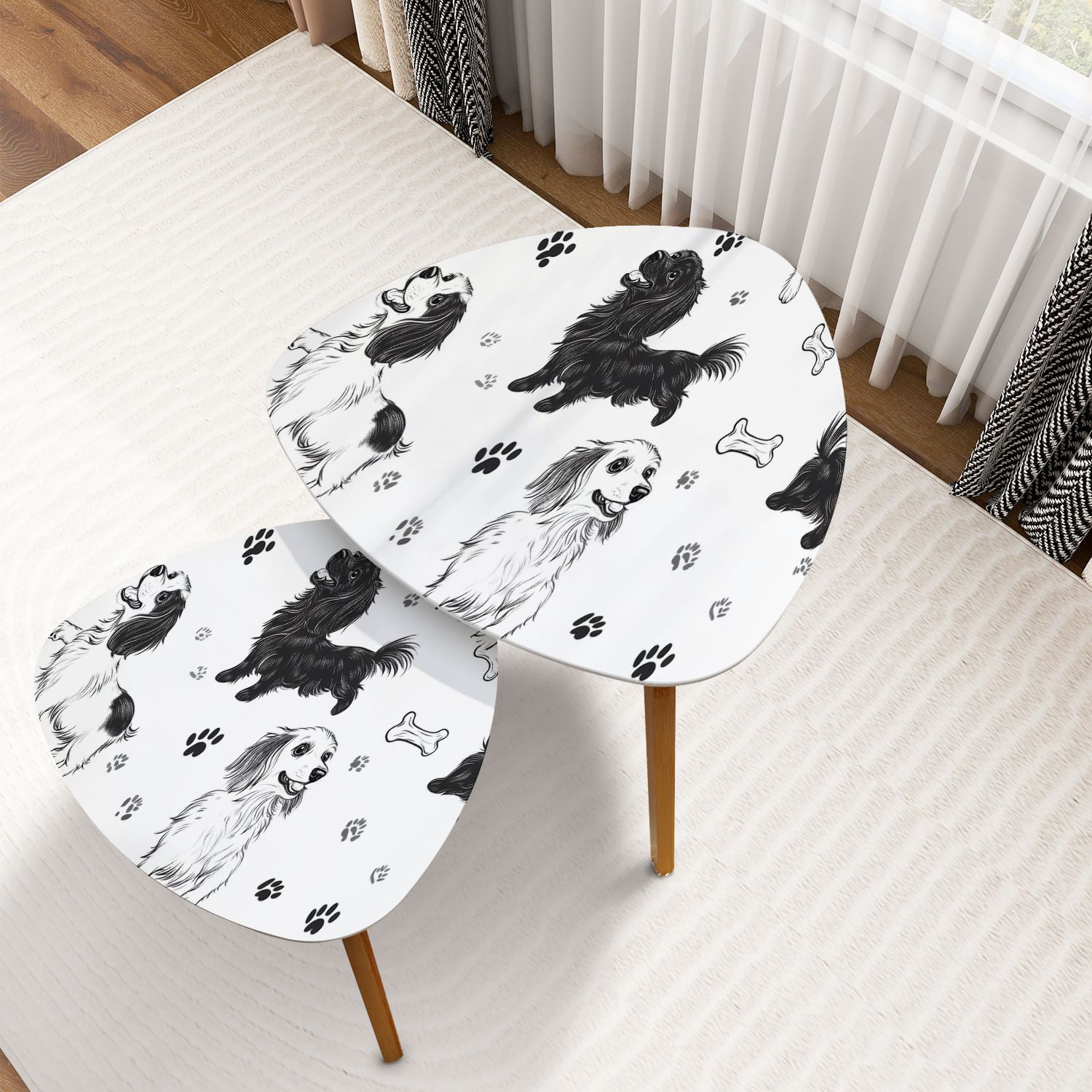 Triangle Nesting Coffee Table Set of 2 Dog Seamless Dog Puppy Animal ...