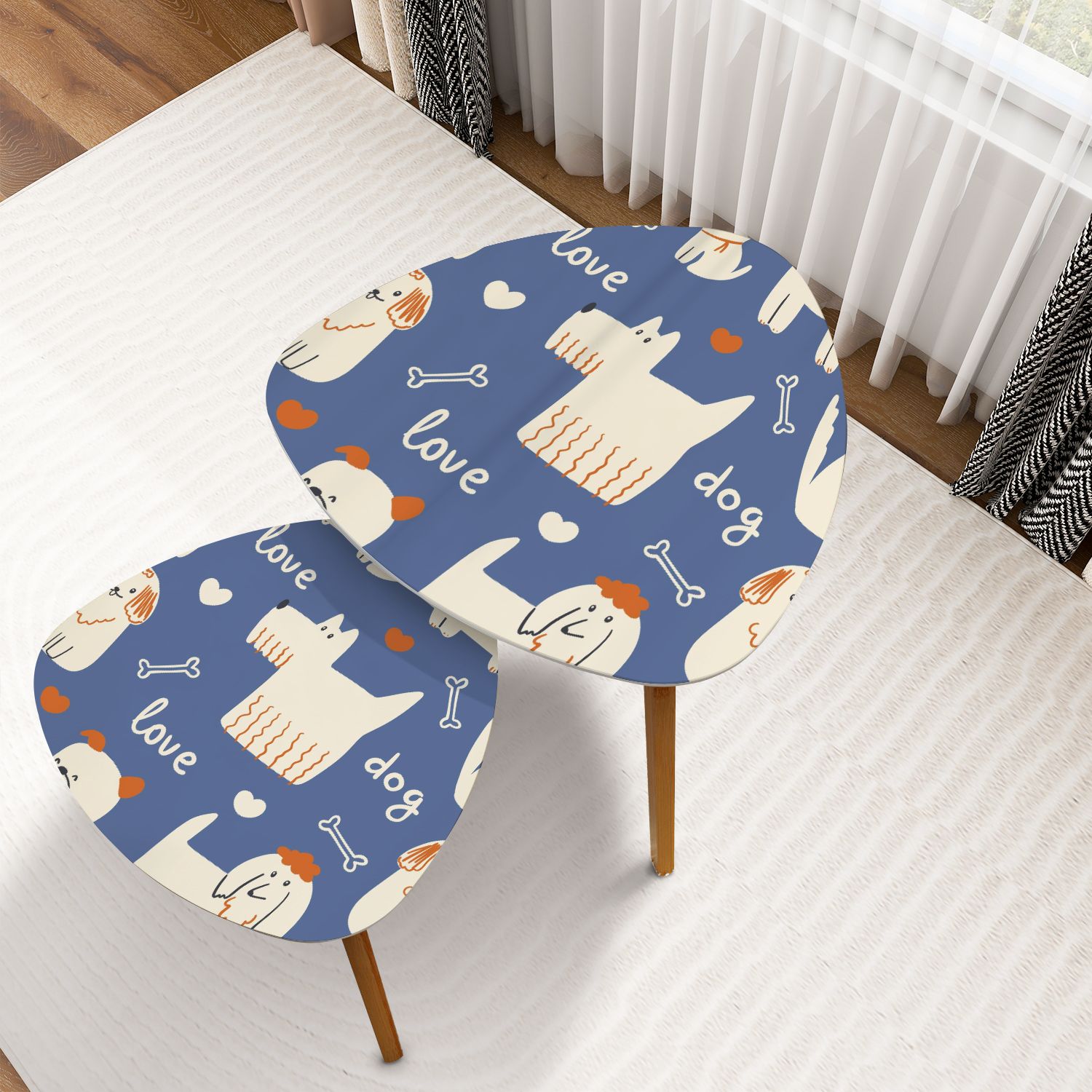 Triangle Nesting Coffee Table Set of 2 Dogs seamless pattern Cute ...