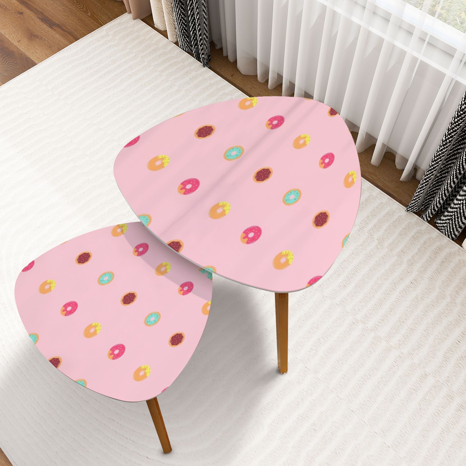 Triangle Nesting Coffee Table Set of 2 Donut Seamless Pattern Summer ...