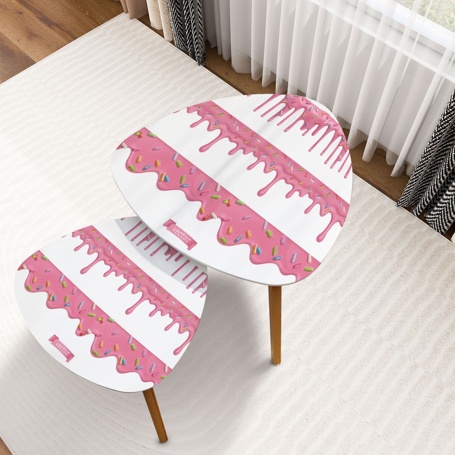 Triangle Nesting Coffee Table Set of 2 Donut pink icing sprinkles 3d ...