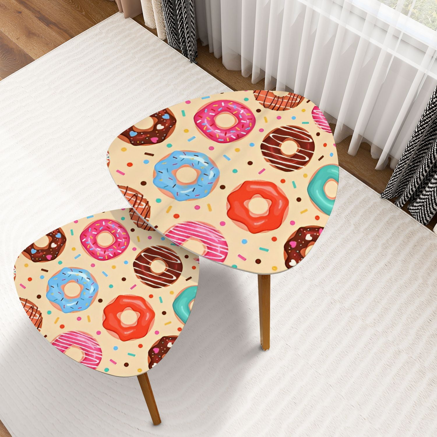 Triangle Nesting Coffee Table Set of 2 Donuts seamless pattern Colored ...