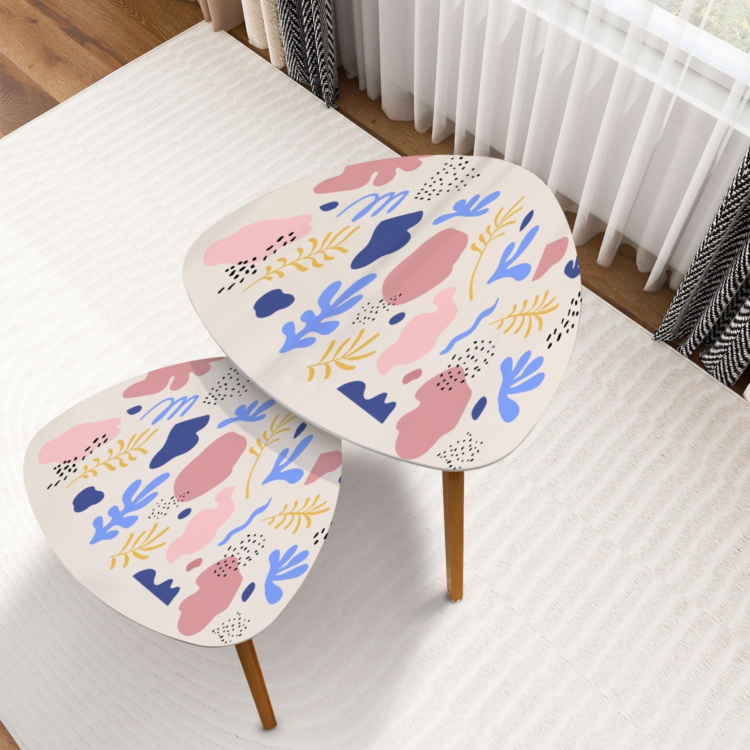 Triangle Nesting Coffee Table Set of 2 Doodle elements Trendy Matisse ...
