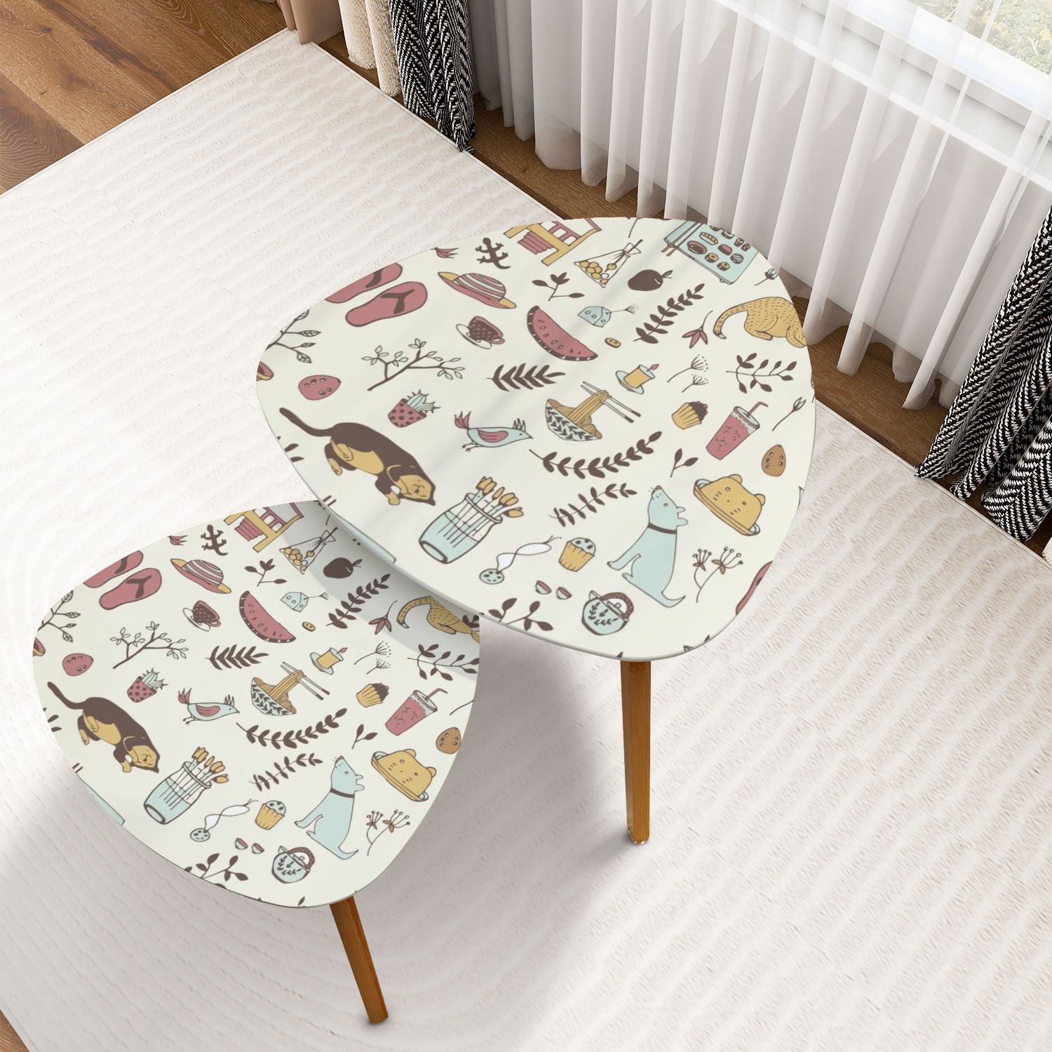 Triangle Nesting Coffee Table Set of 2 Doodle seamless pattern enjoy ...