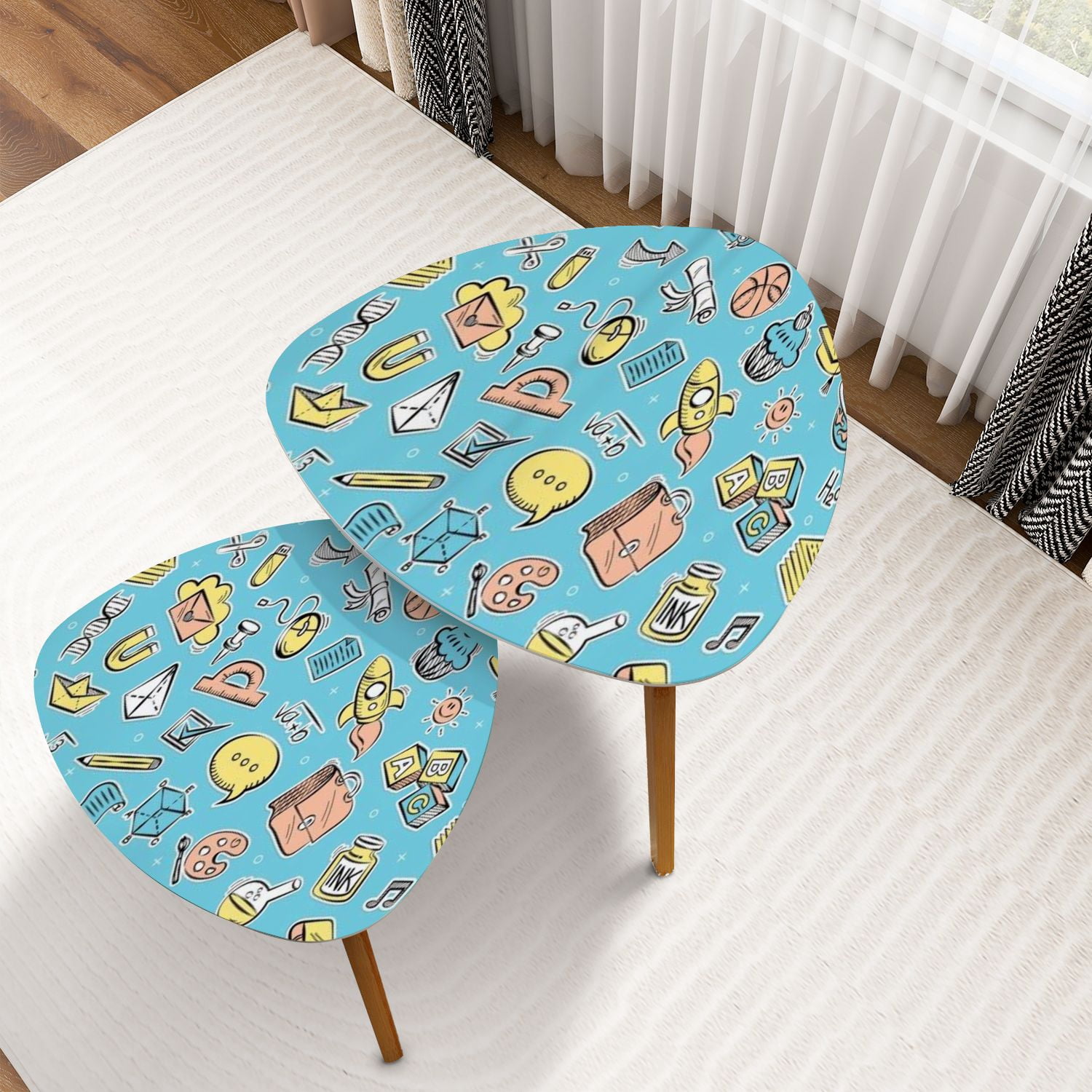 Triangle Nesting Coffee Table Set of 2 Doodles education Hand drawn ...