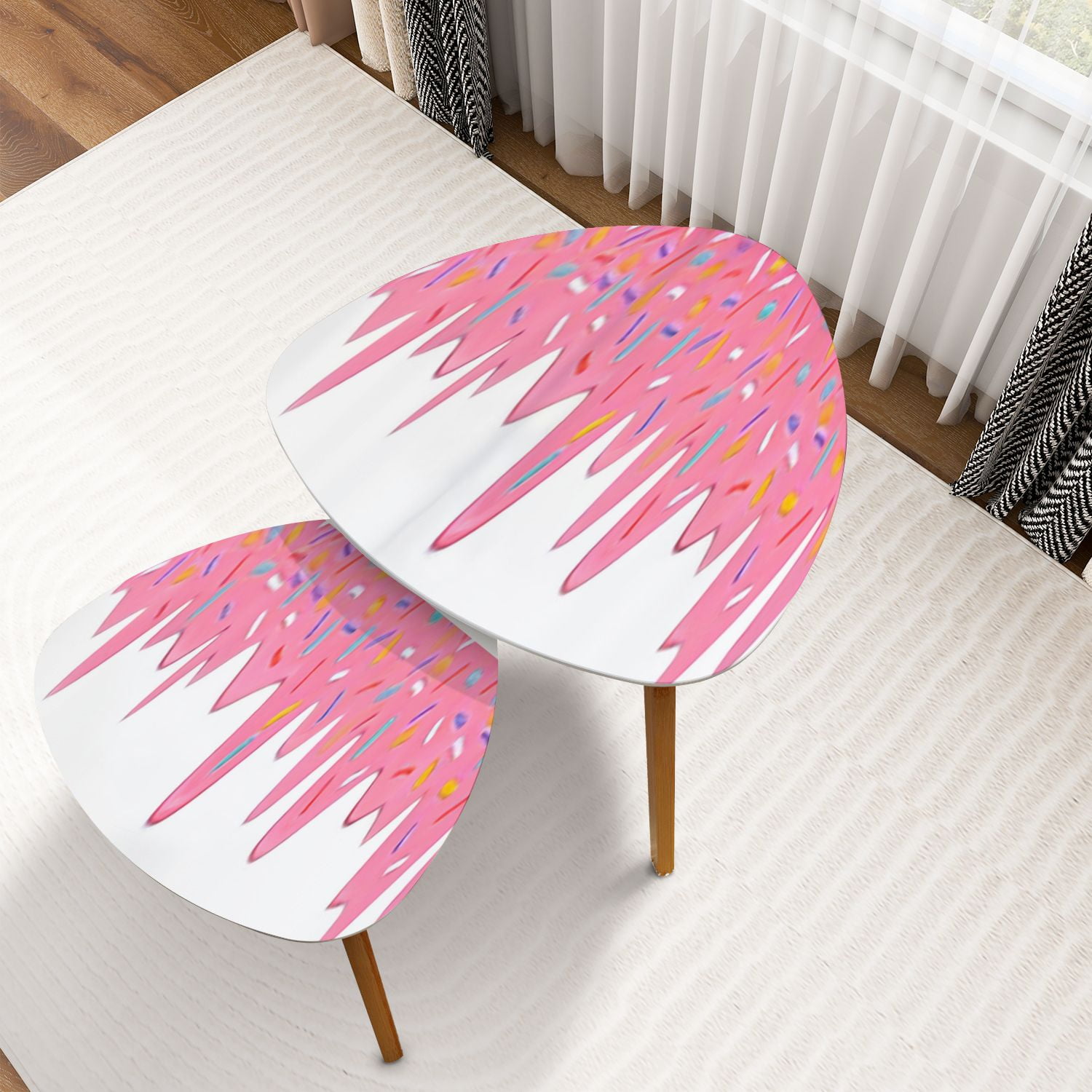 Triangle Nesting Coffee Table Set of 2 Doughnut glaze Sweet donut cream ...