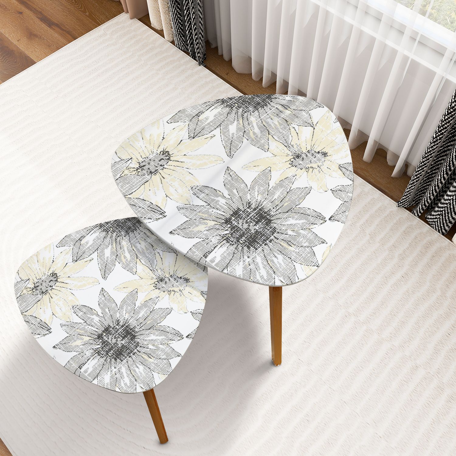 Triangle Nesting Coffee Table Set of 2 Elegant seamless pattern ...