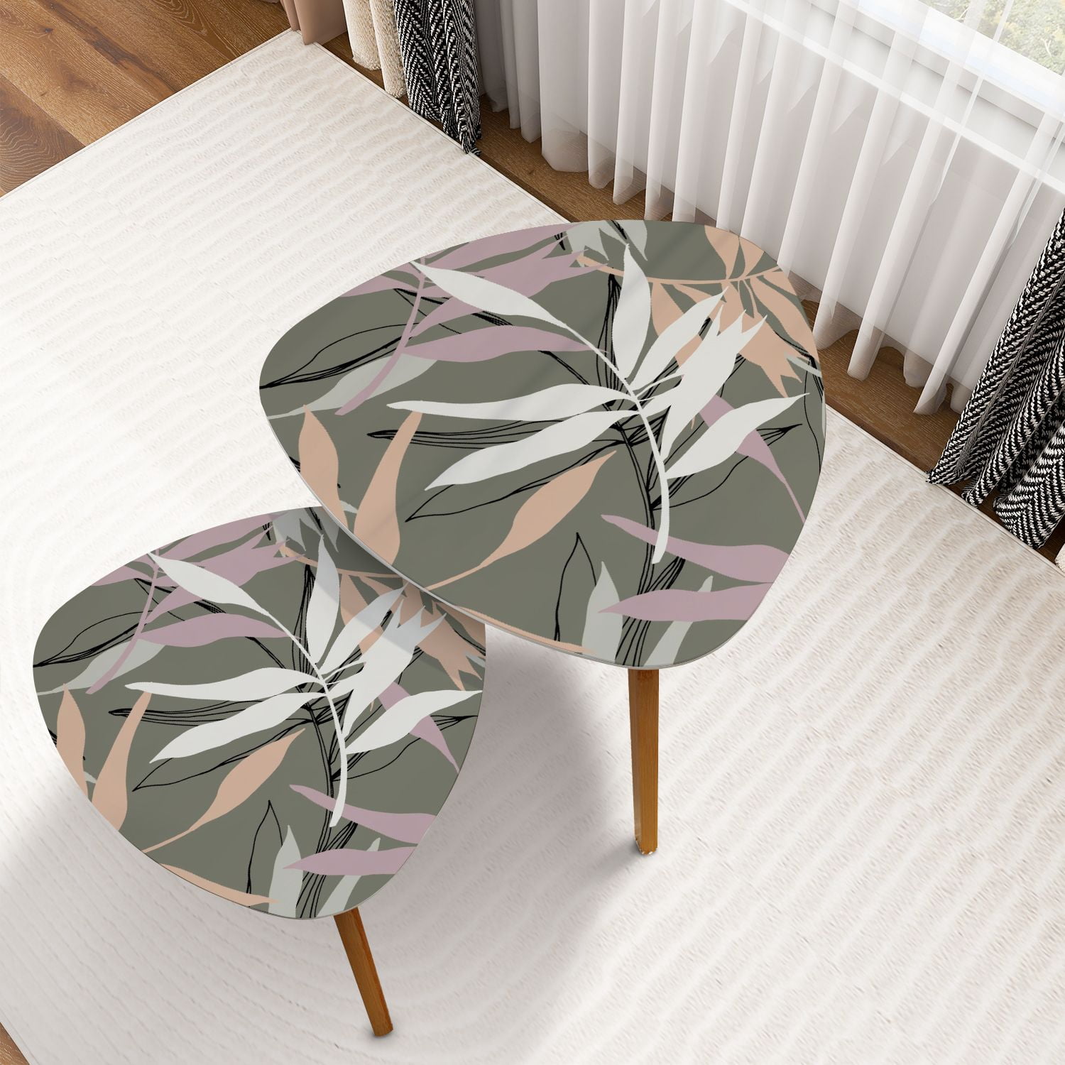 Triangle Nesting Coffee Table Set of 2 Elegant seamless pattern green ...