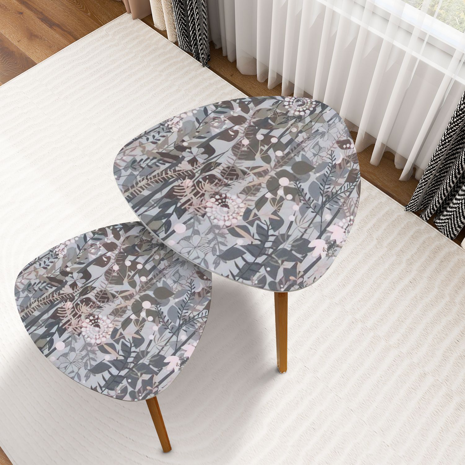 Triangle Nesting Coffee Table Set of 2 Fairy forest Floral seamless ...