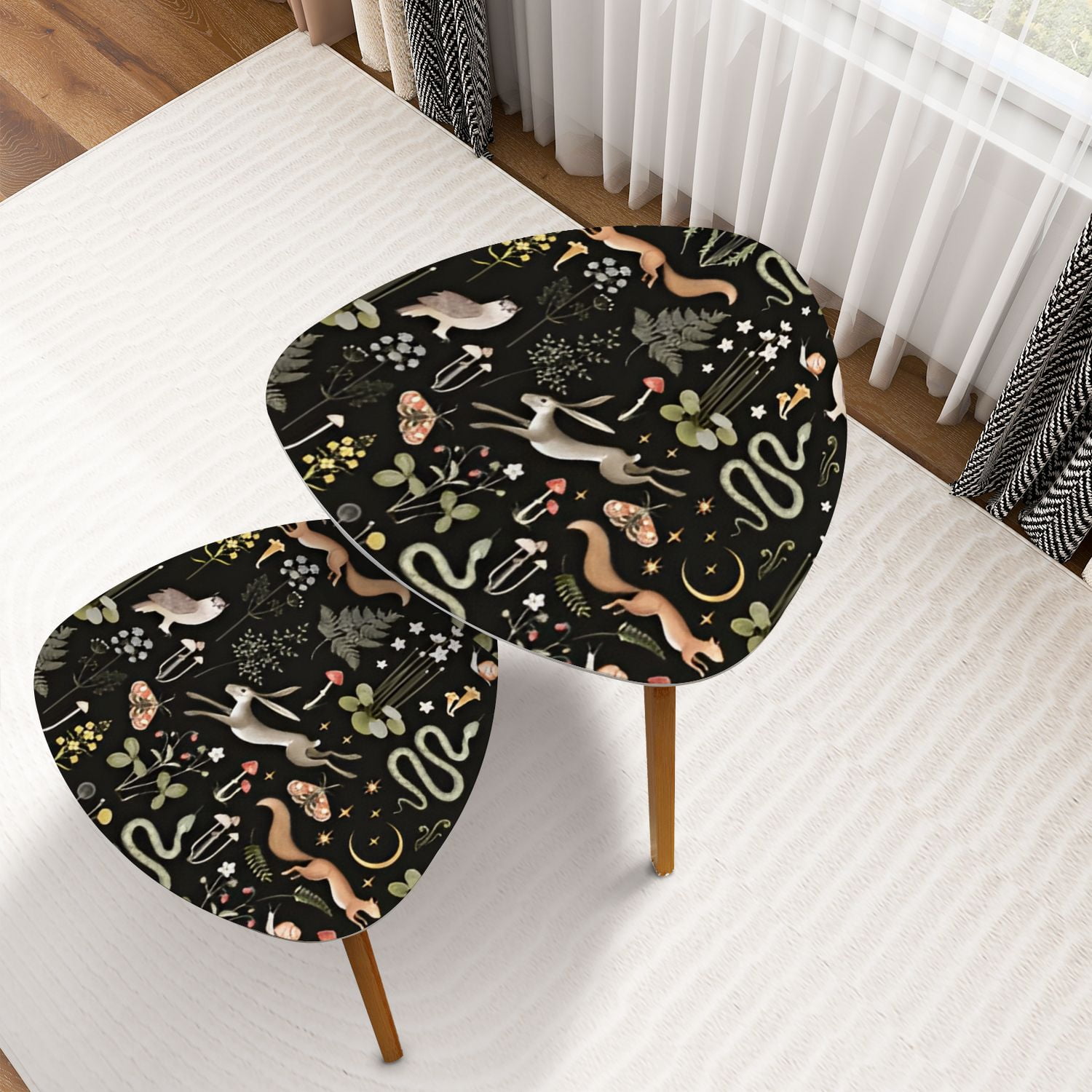 Triangle Nesting Coffee Table Set of 2 Fairy forest seamless pattern ...