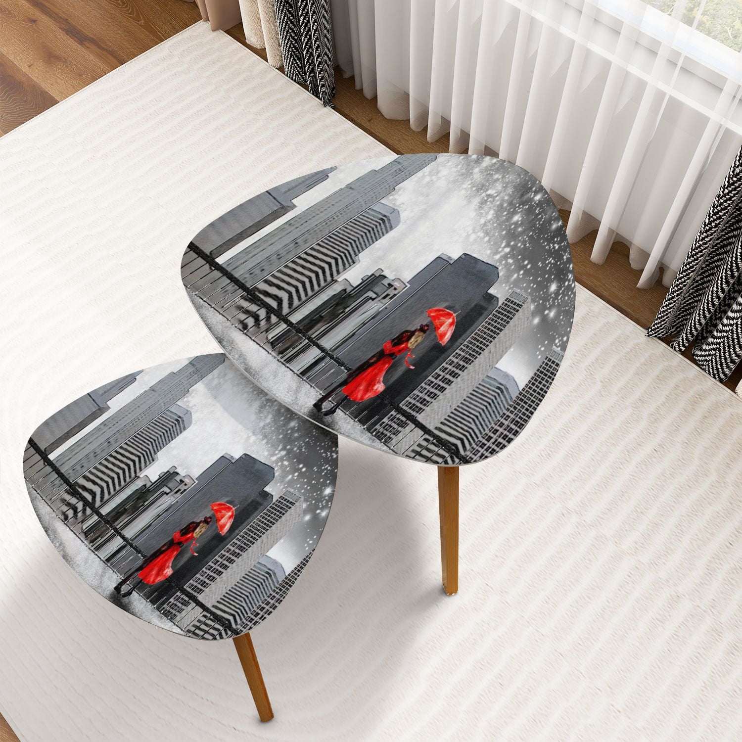 Triangle Nesting Coffee Table Set of 2 Fantasy Milky Way stars View ...