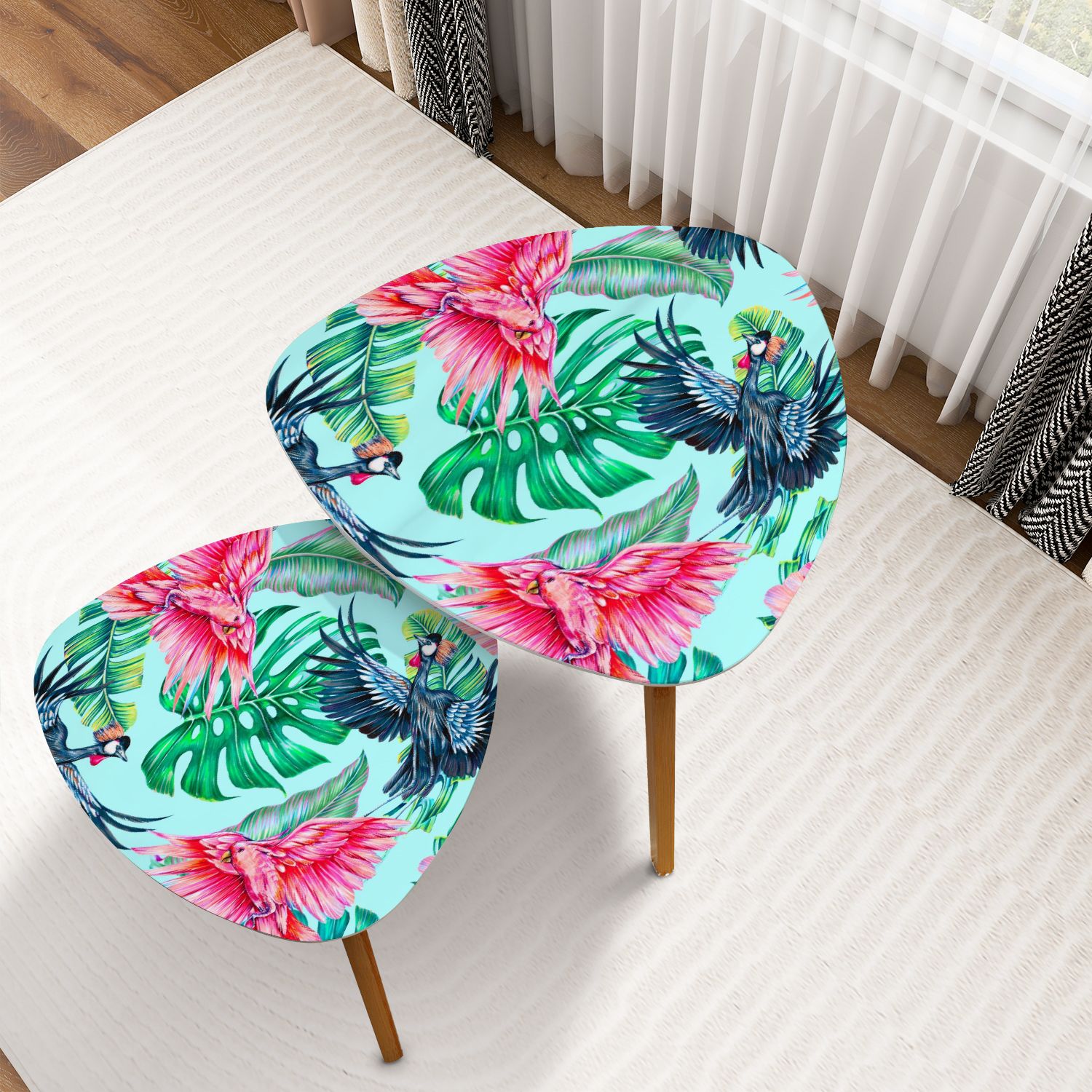 Triangle Nesting Coffee Table Set of 2 Floral seamless tropical leaves ...
