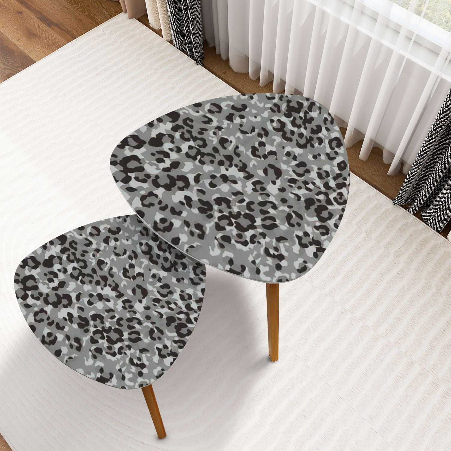 Triangle Nesting Coffee Table Set of 2 Full seamless gray leopard fur ...