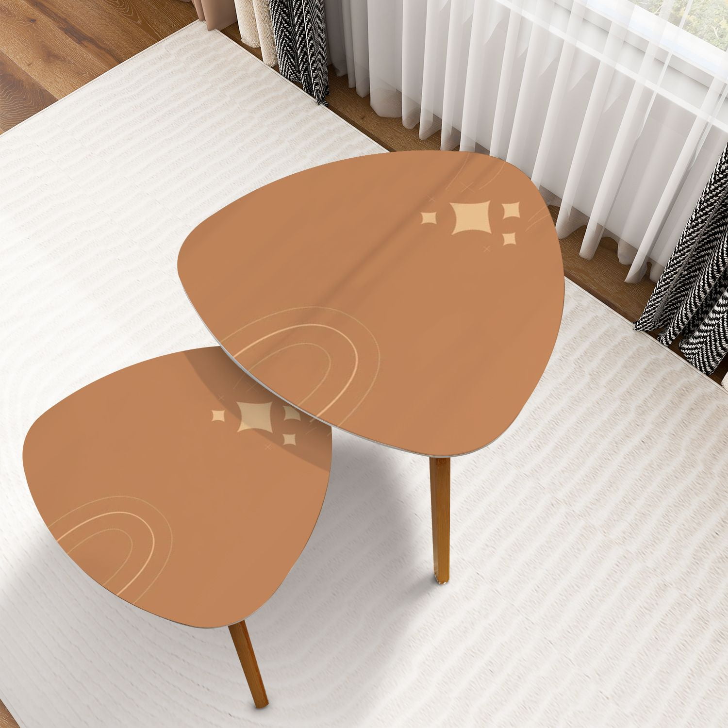 Triangle Nesting Coffee Table Set of 2 Geometric abstract boho mid ...