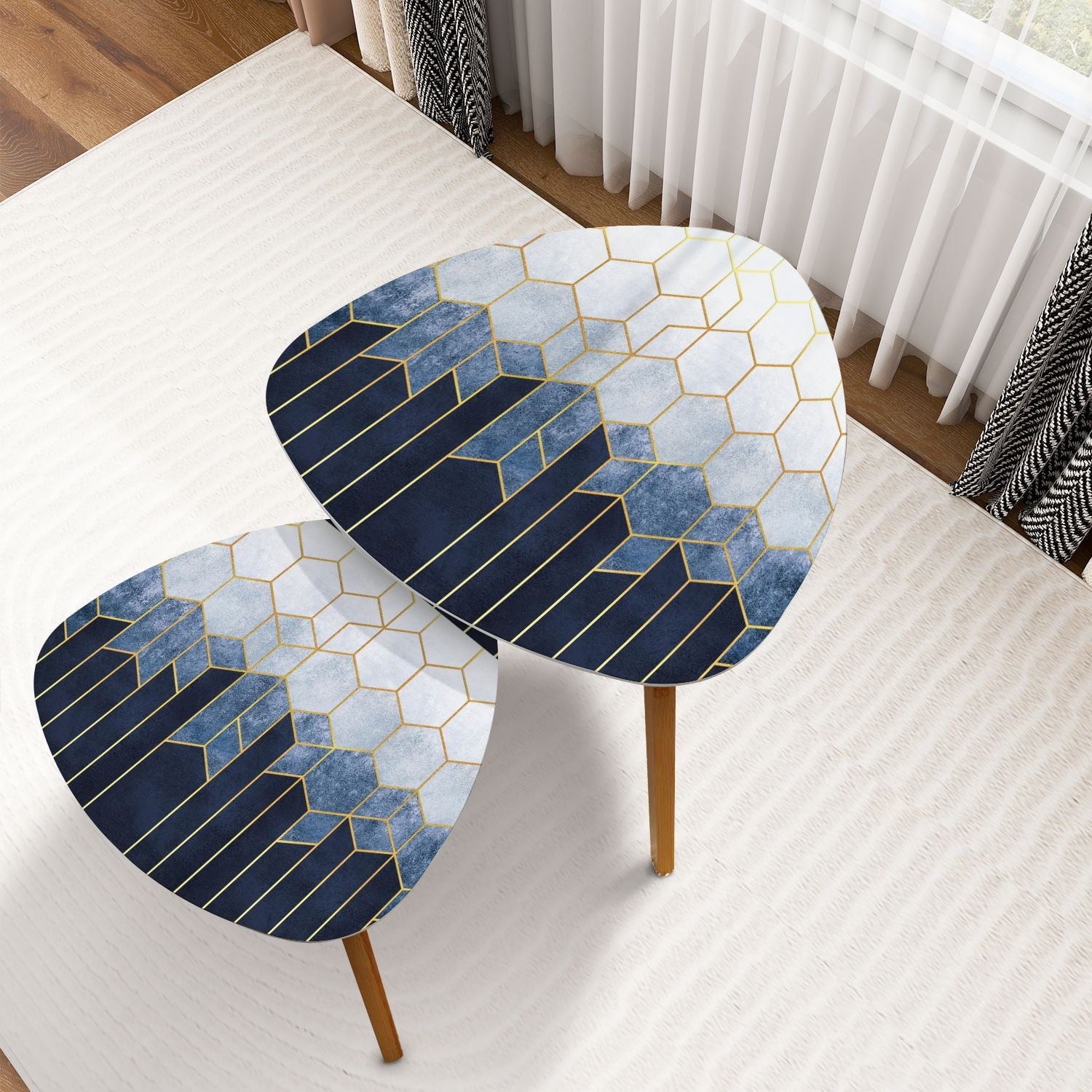 Triangle Nesting Coffee Table Set of 2 Geometric abstraction hexagons ...