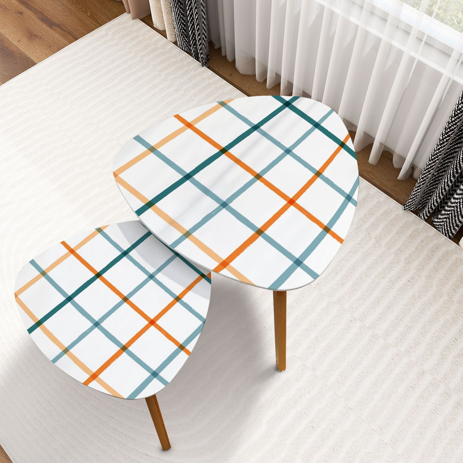 Triangle Nesting Coffee Table Set of 2 Gingham seamless pattern ...