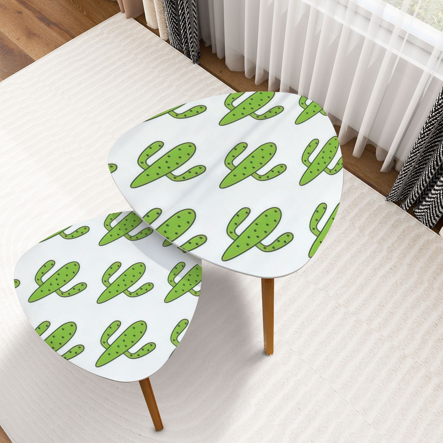 Triangle Nesting Coffee Table Set of 2 Green cactus seamless pattern ...