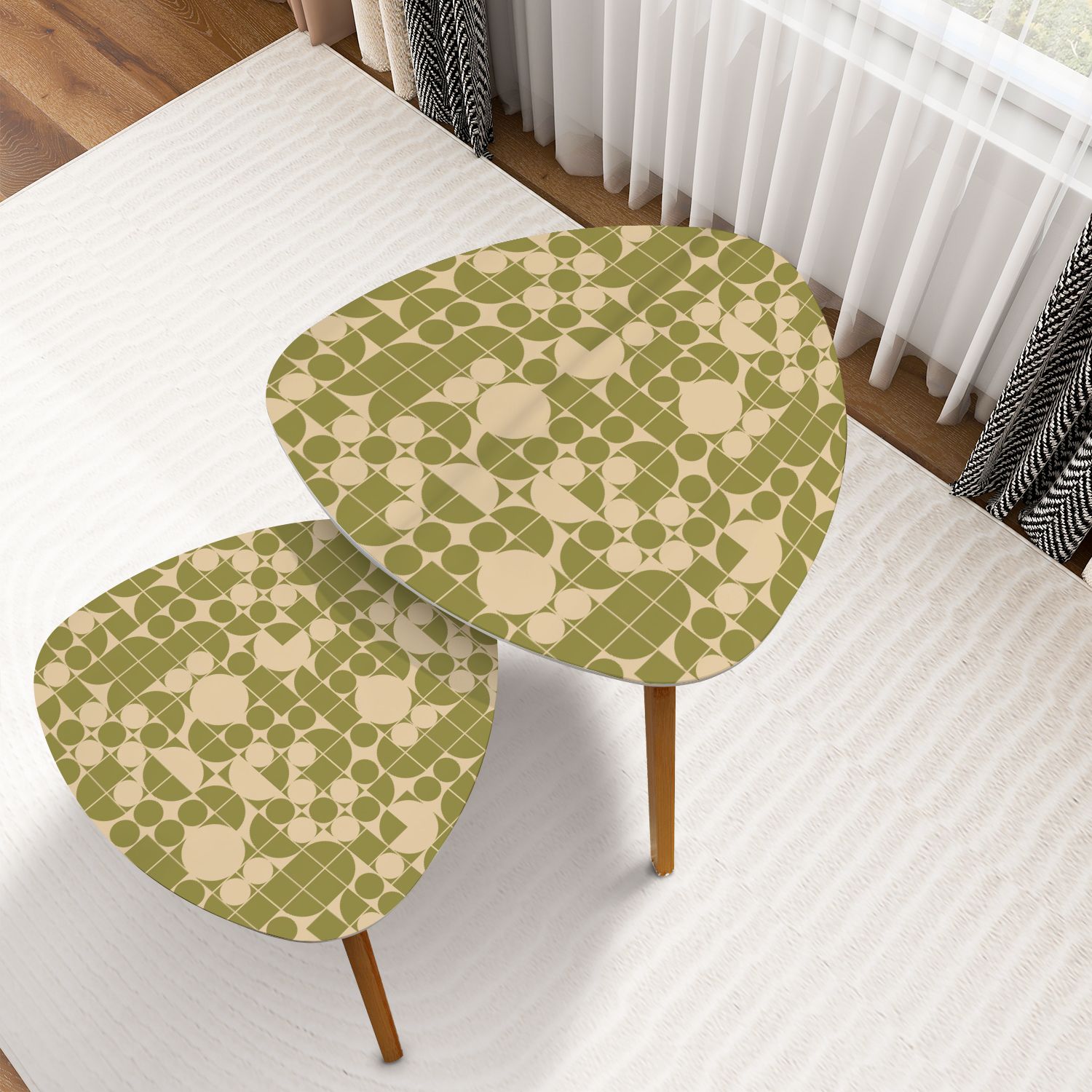 Triangle Nesting Coffee Table Set of 2 Groovy 1970s Supergraphics Style ...