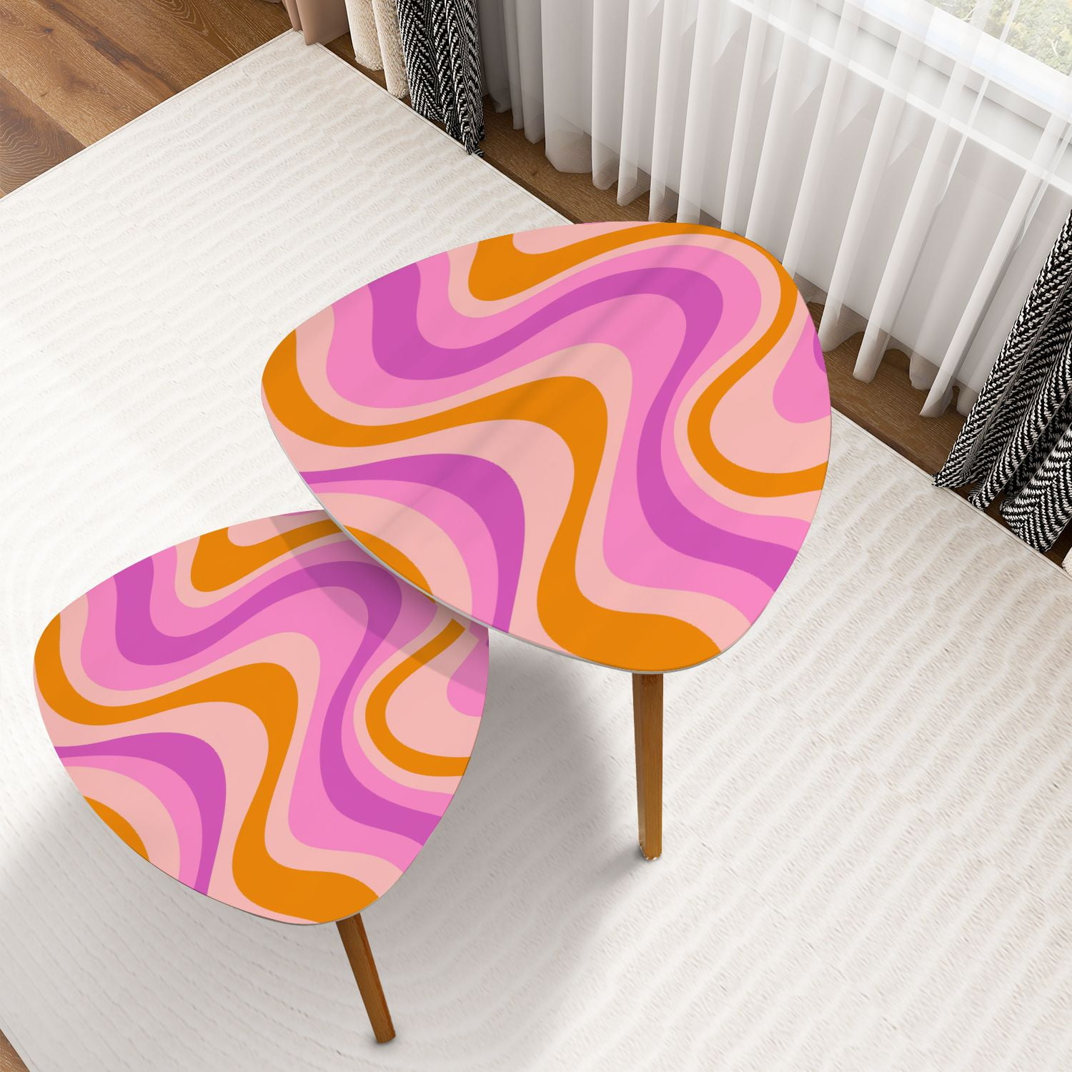 Triangle Nesting Coffee Table Set of 2 Groovy Waves Seamless Pattern ...