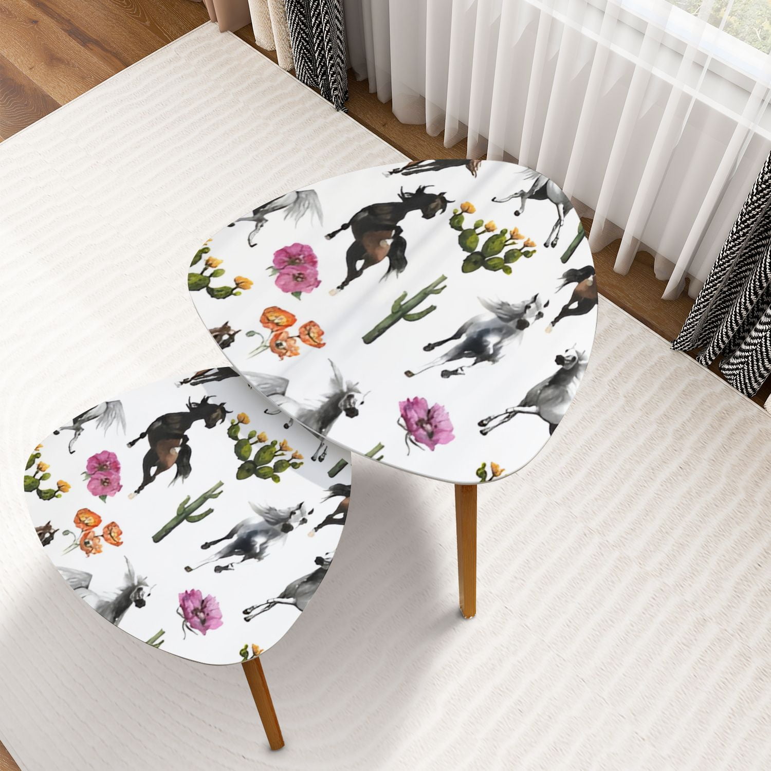 Triangle Nesting Coffee Table Set of 2 Hand drawn Seamless pattern Cute ...