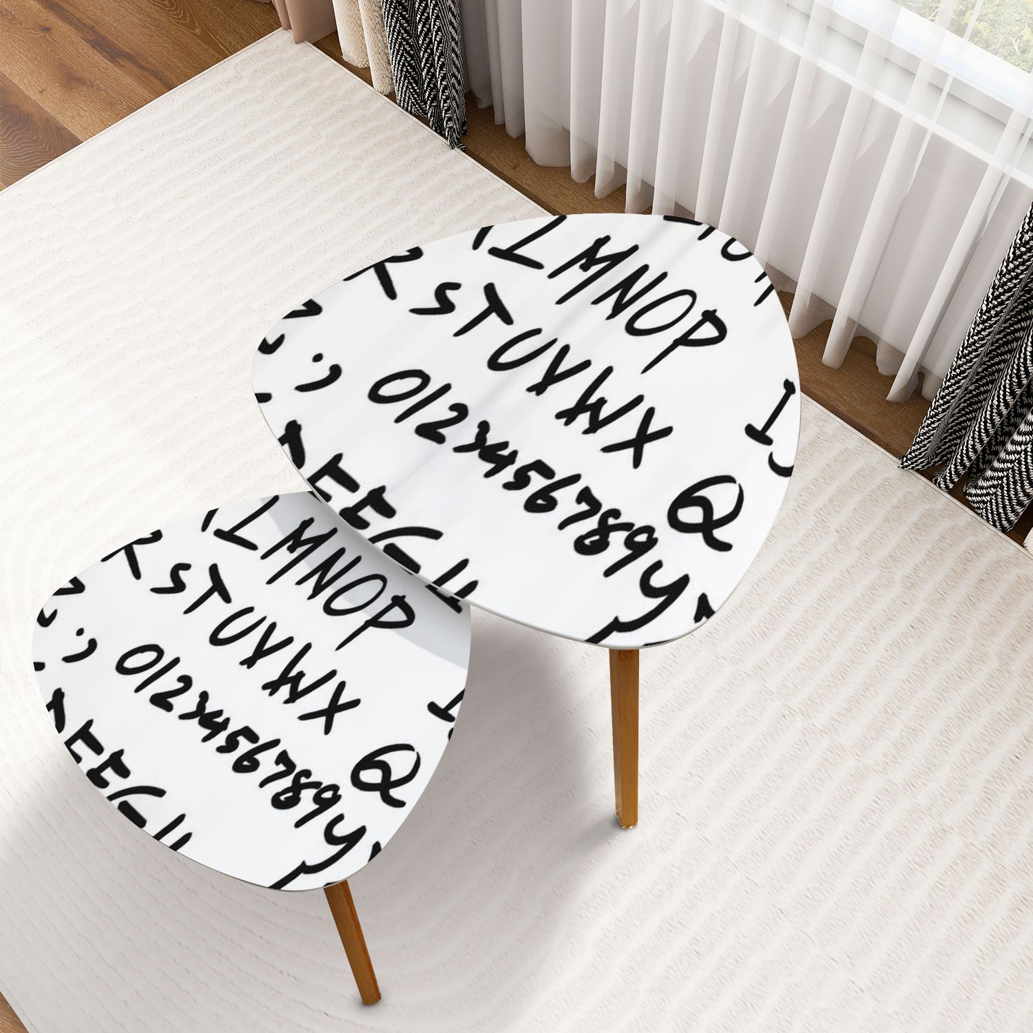 Triangle Nesting Coffee Table Set of 2 Hand drawn doodle letters ...