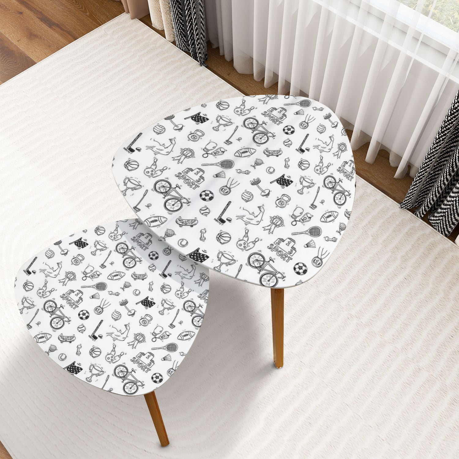 Triangle Nesting Coffee Table Set of 2 Hand drawn doodle sport seamless ...