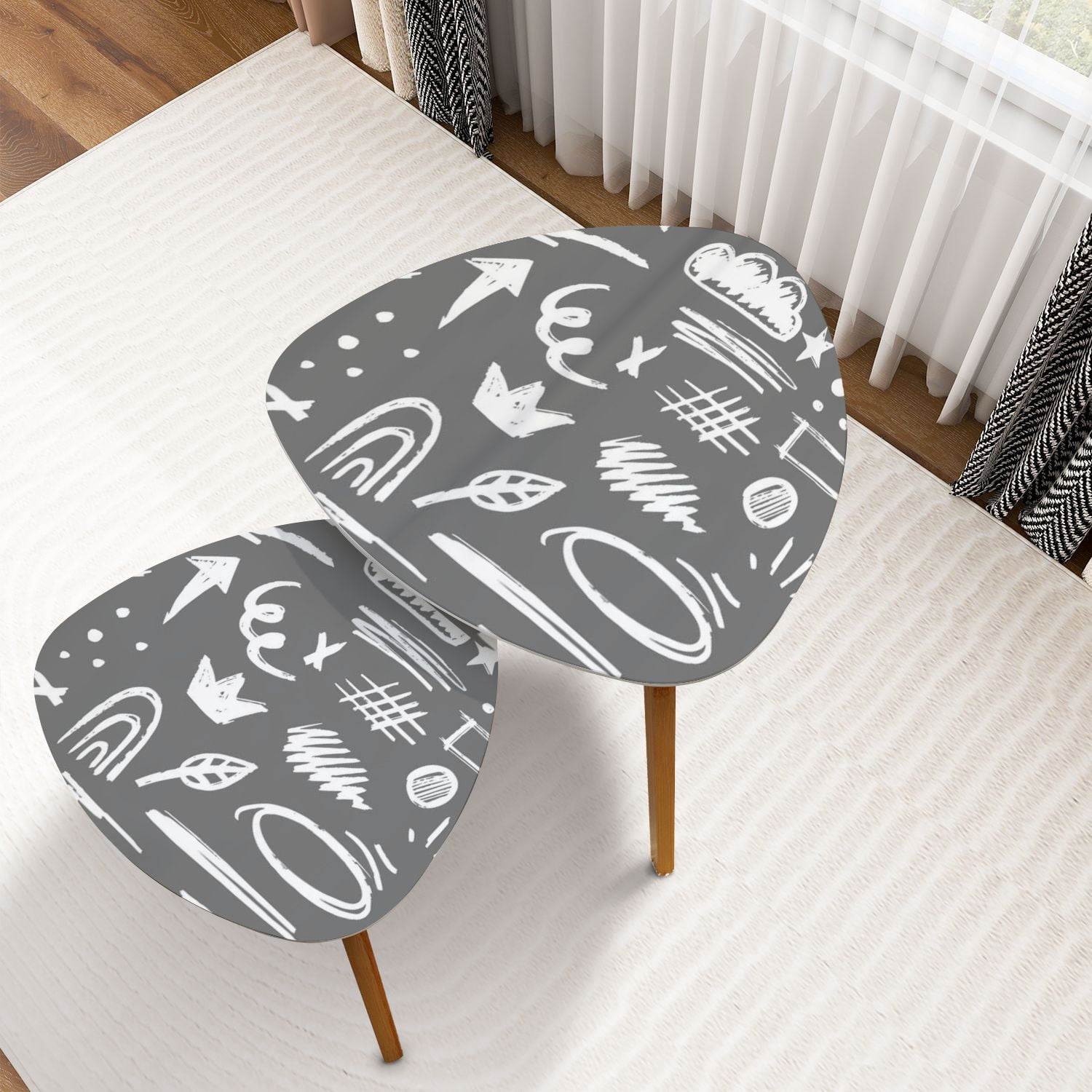 Triangle Nesting Coffee Table Set of 2 Hand drawn pencil brush seamless ...