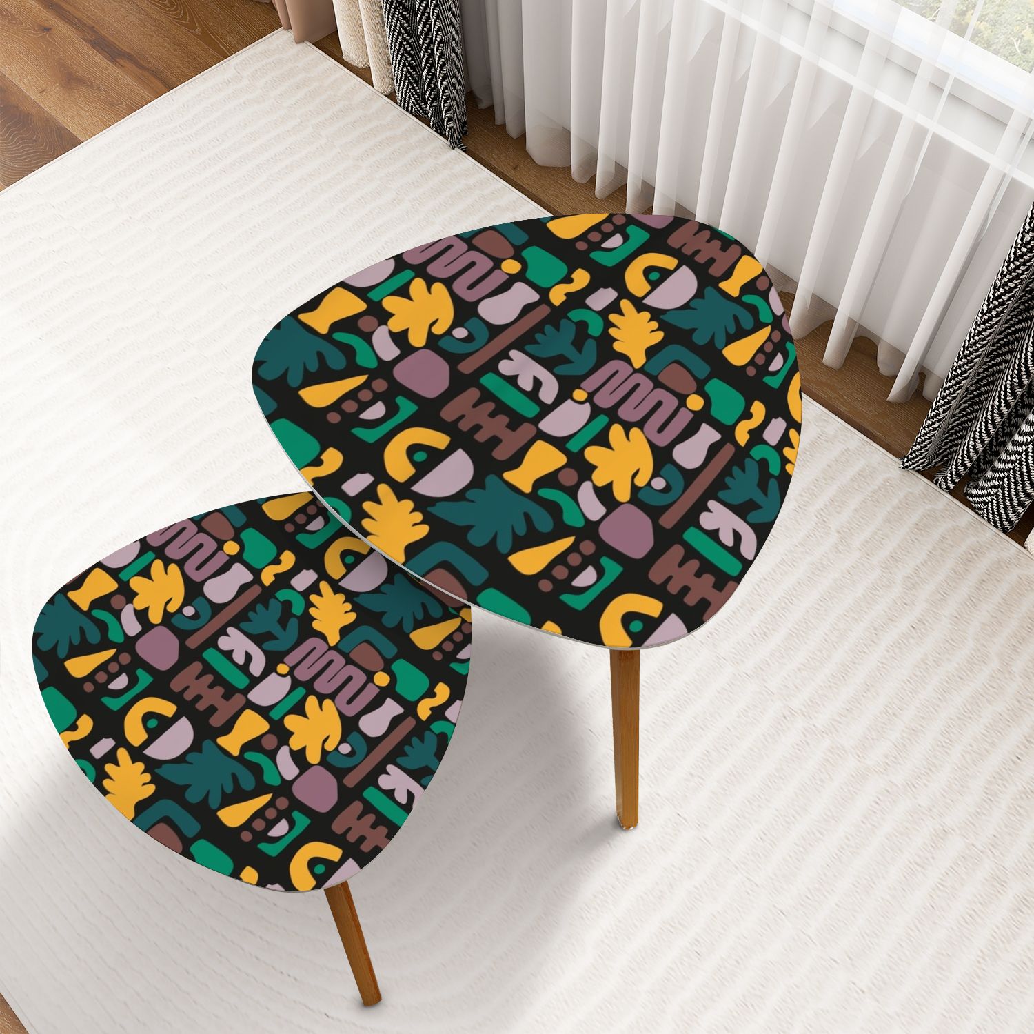 Triangle Nesting Coffee Table Set of 2 Hand drawn seamless children s ...