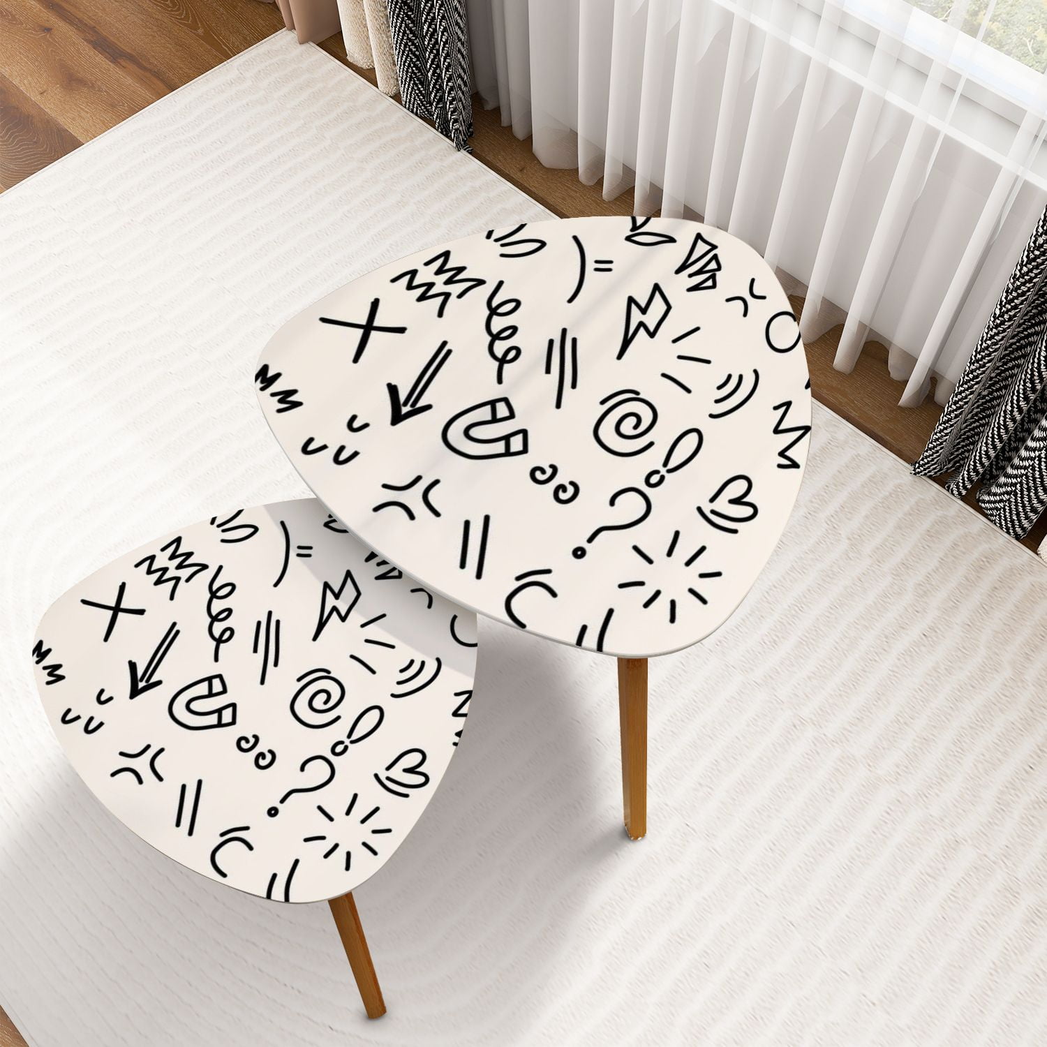 Triangle Nesting Coffee Table Set of 2 Hand drawn simple elements set ...