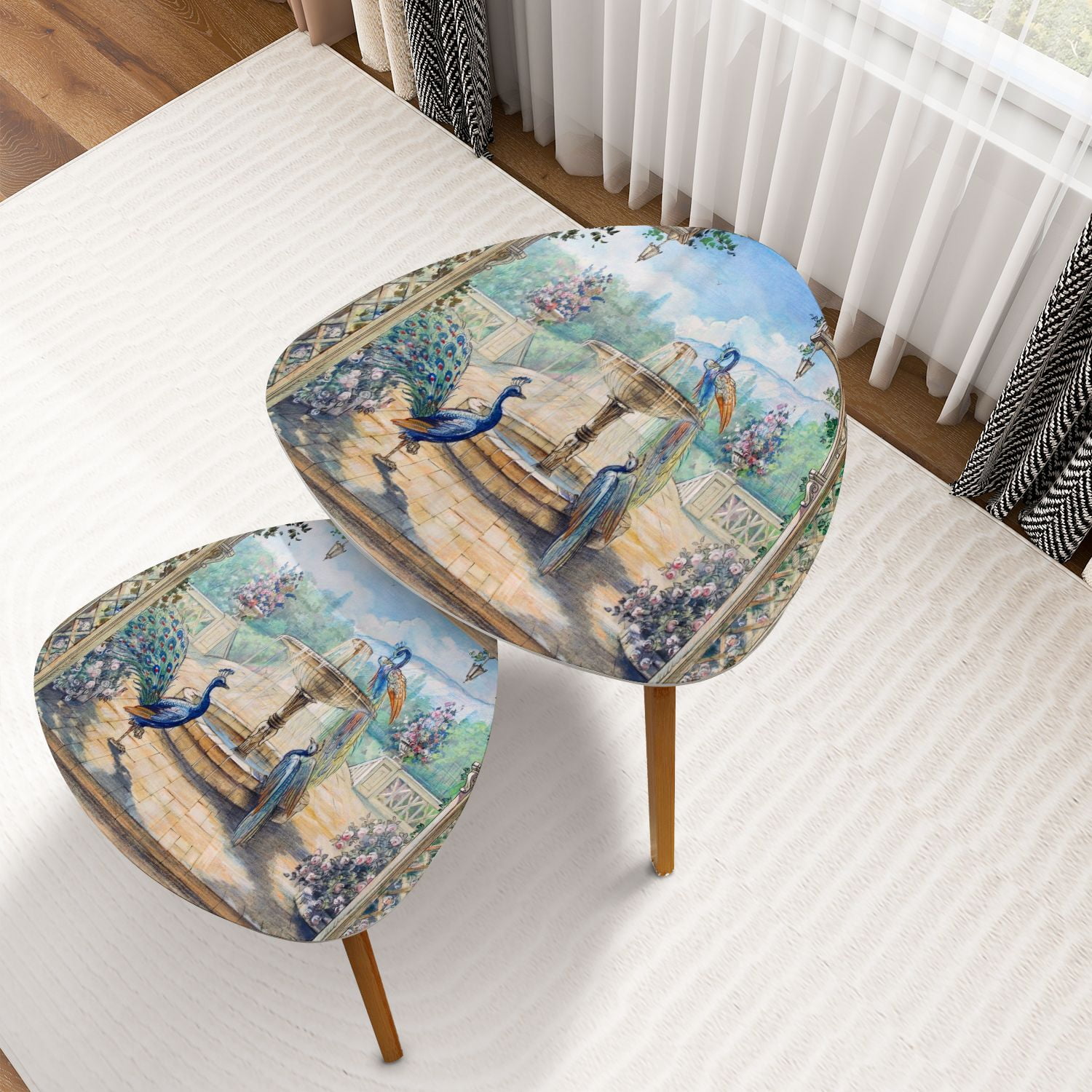 Triangle Nesting Coffee Table Set of 2 Hand drawn sketch landscape ...