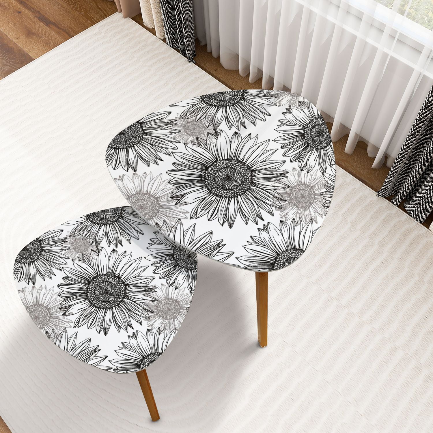 Triangle Nesting Coffee Table Set of 2 Hand drawn sunflowers seamless ...