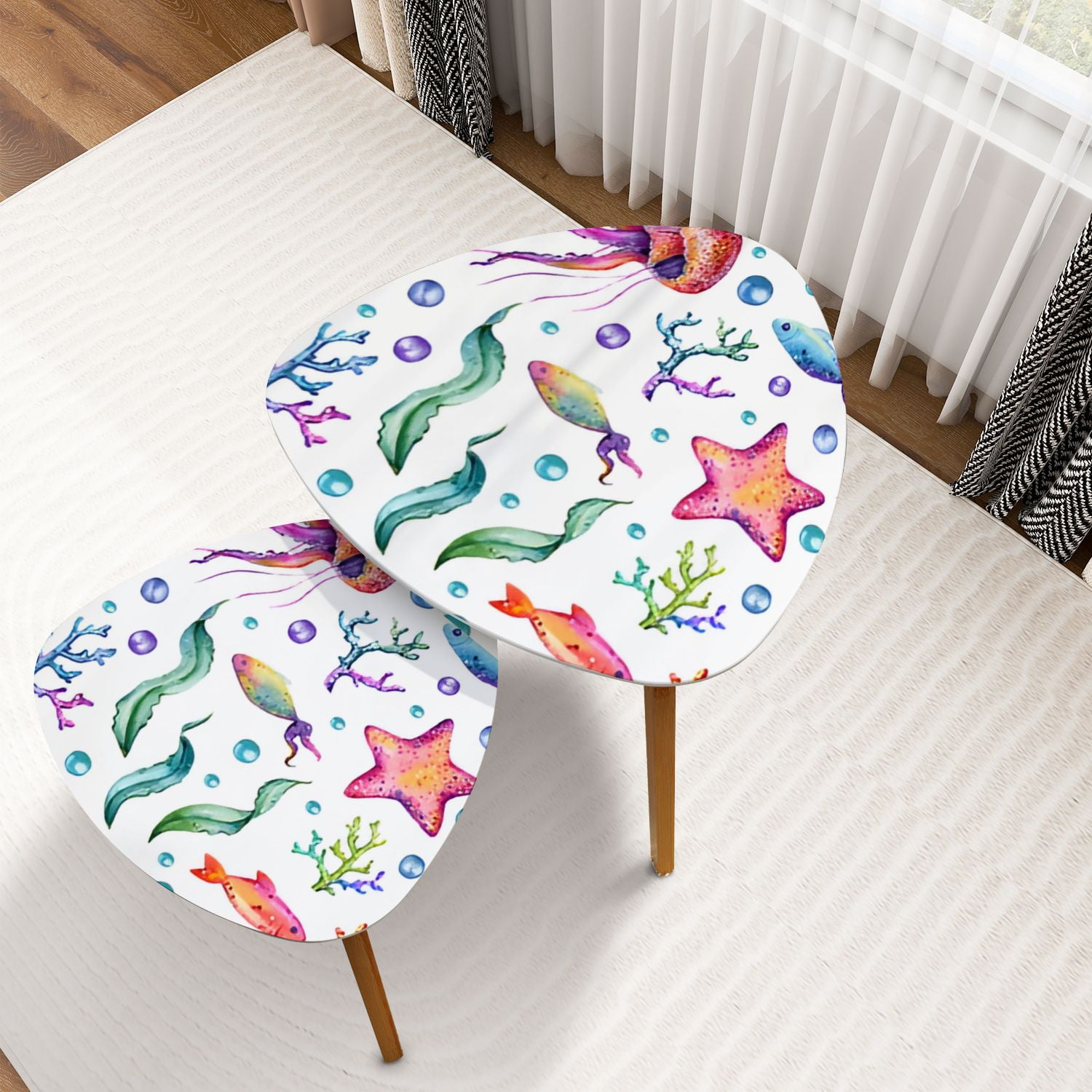 Triangle Nesting Coffee Table Set of 2 Hand drawn watercolor seamless ...