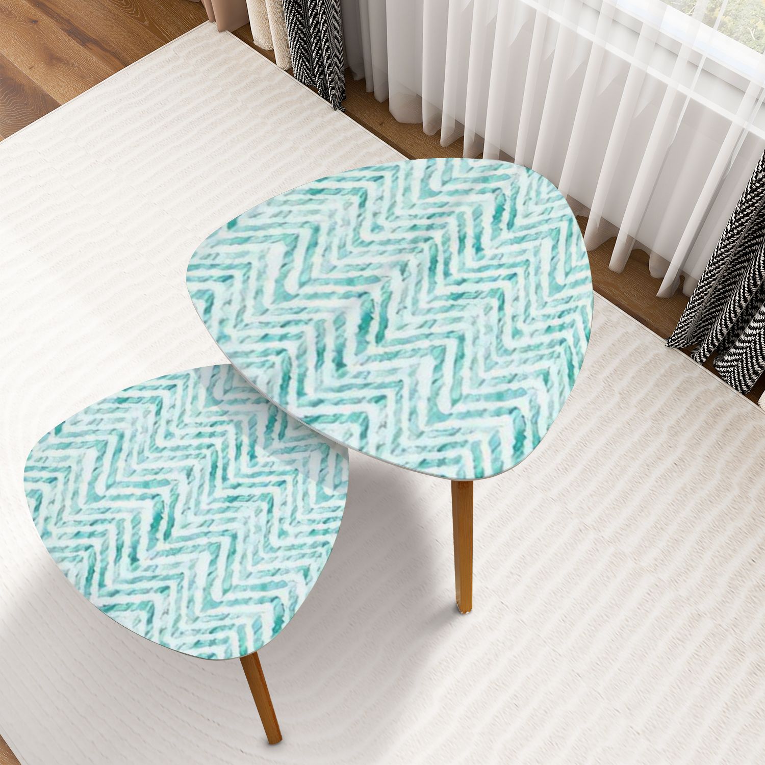 Triangle Nesting Coffee Table Set of 2 Hand painted watercolor ...