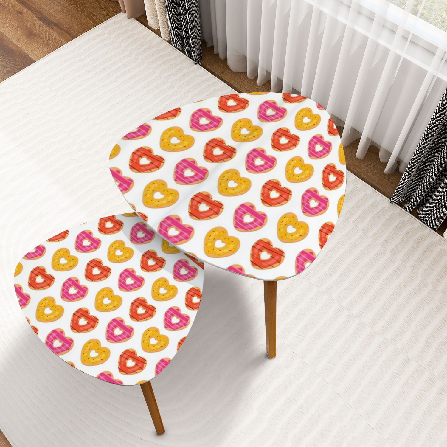 Triangle Nesting Coffee Table Set of 2 Heart Shape Donuts Seamless ...