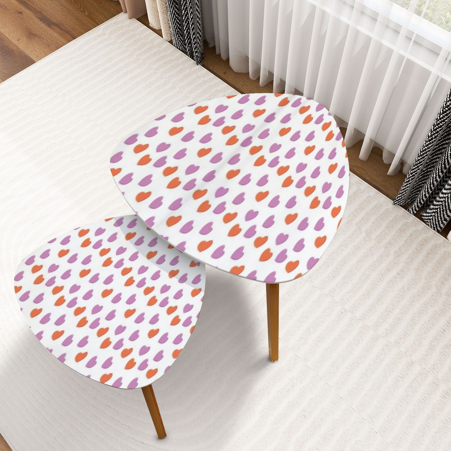 Triangle Nesting Coffee Table Set of 2 Heart seamless pattern Pride ...