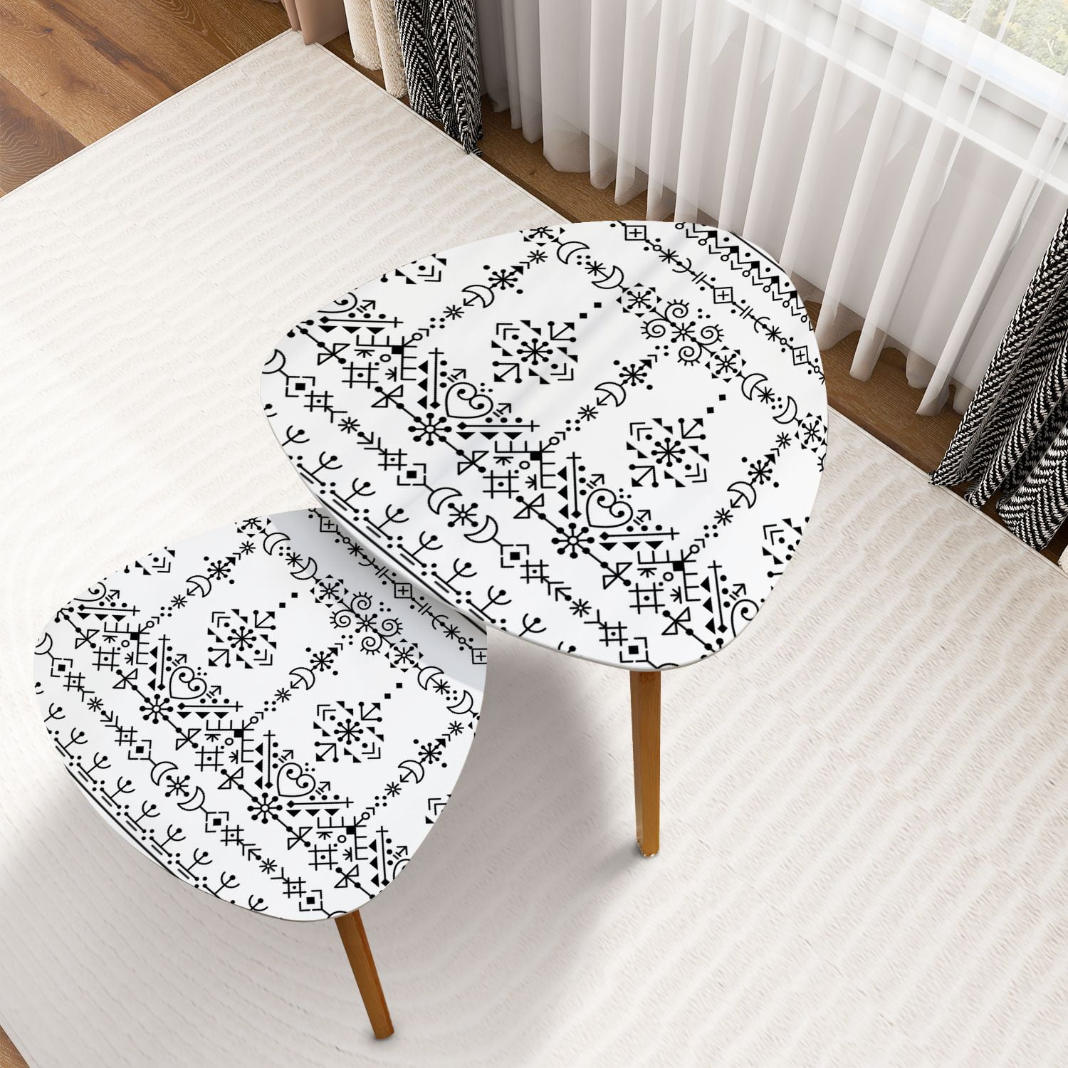 Triangle Nesting Coffee Table Set of 2 Icelandic style tribal seamless ...