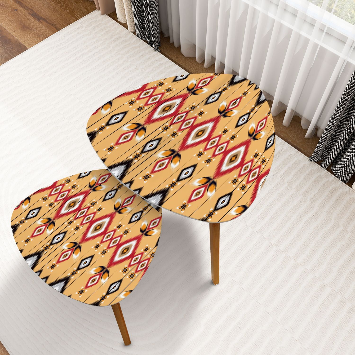 Triangle Nesting Coffee Table Set of 2 Ikat Indian seamless design for ...