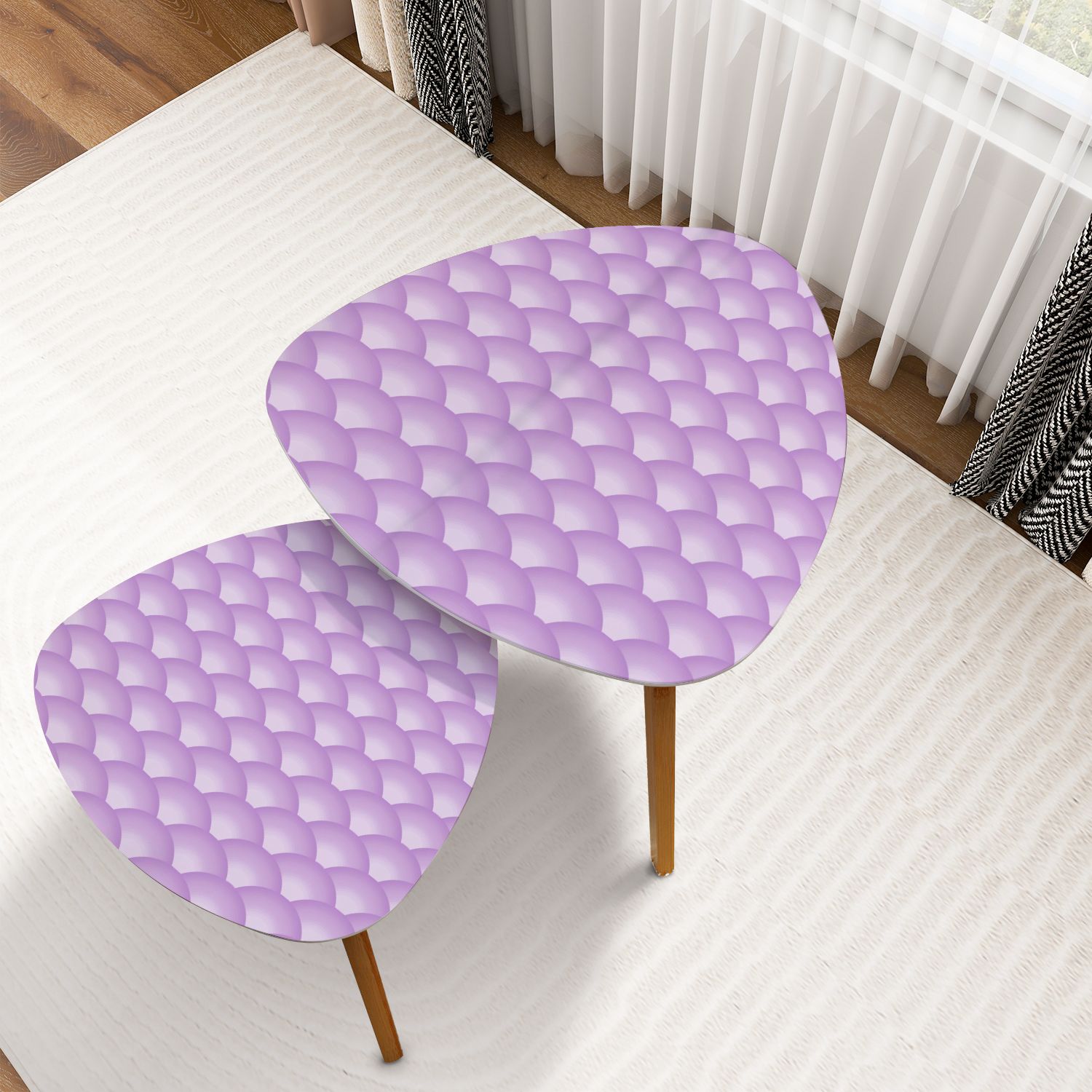 Triangle Nesting Coffee Table Set of 2 Illustrator purple seamless fish ...