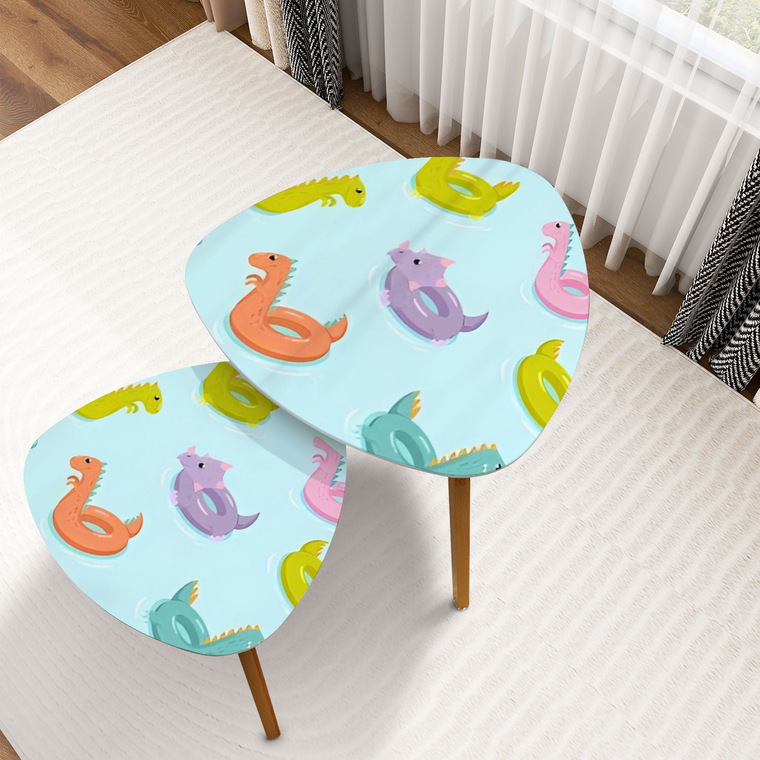 Triangle Nesting Coffee Table Set of 2 Inflatable dinosaur swimming ...