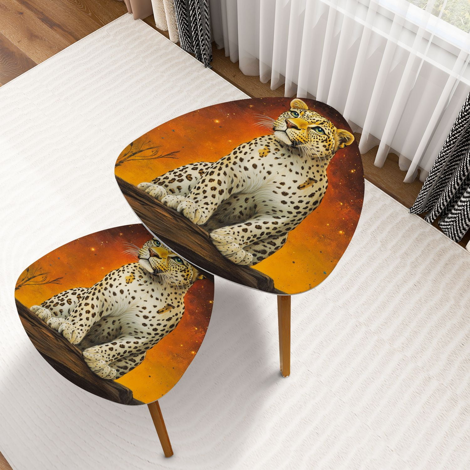 Triangle Nesting Coffee Table Set of 2 Leopard Print Leopard Print ...