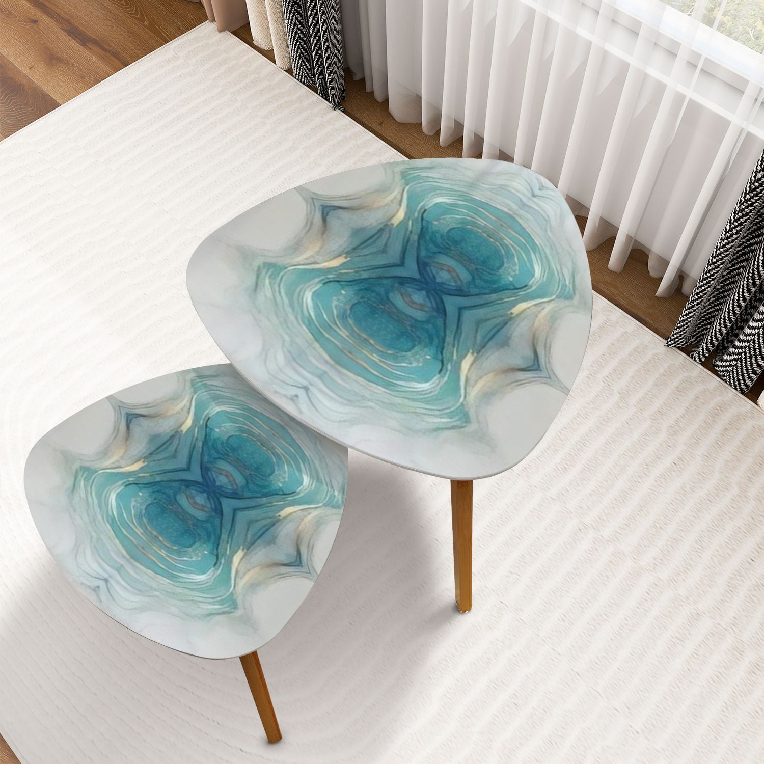Triangle Nesting Coffee Table Set of 2 Luxury abstract fluid art ...